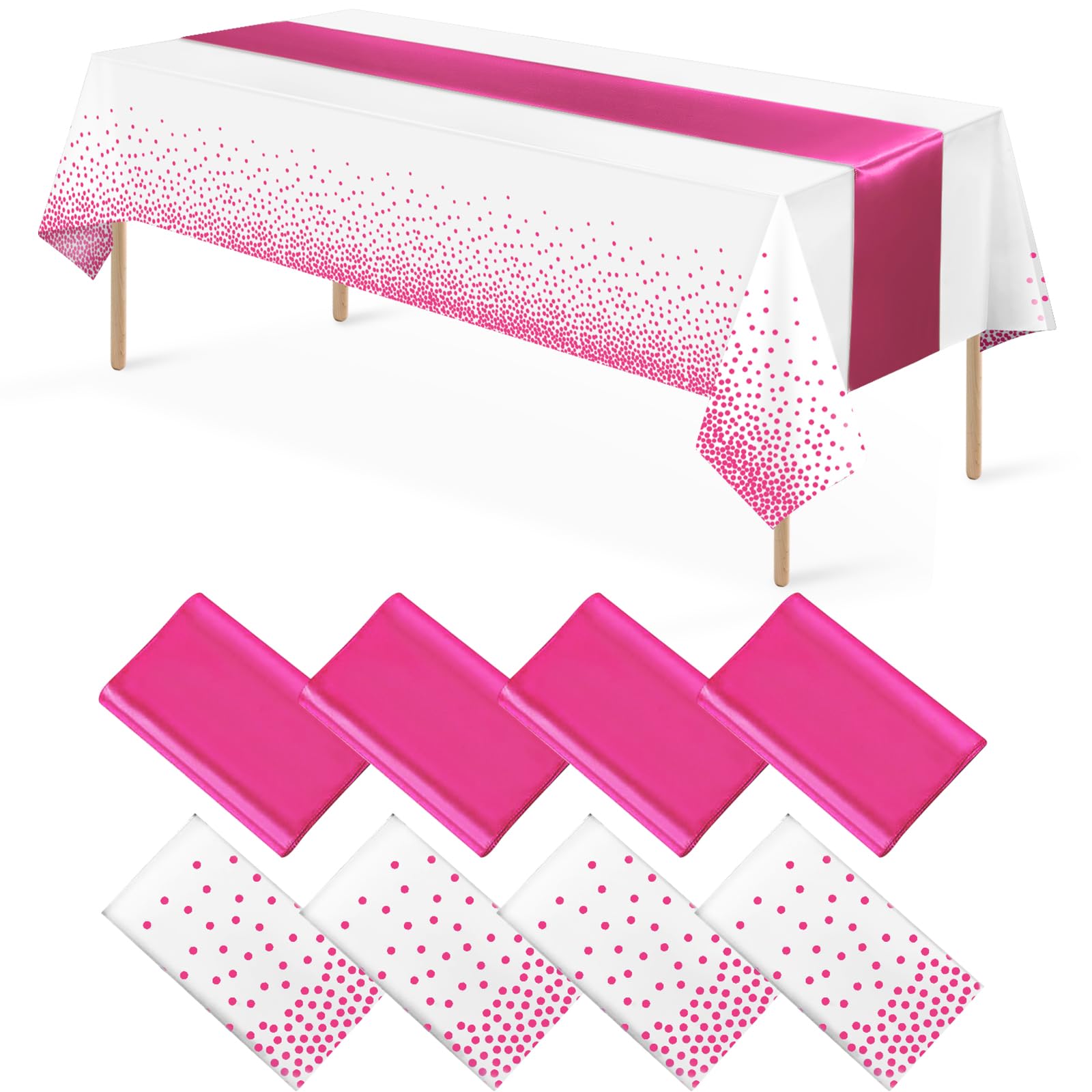 Amazon.com: 8Pack Disposable Plastic Party Tablecloths and Satin Table ...