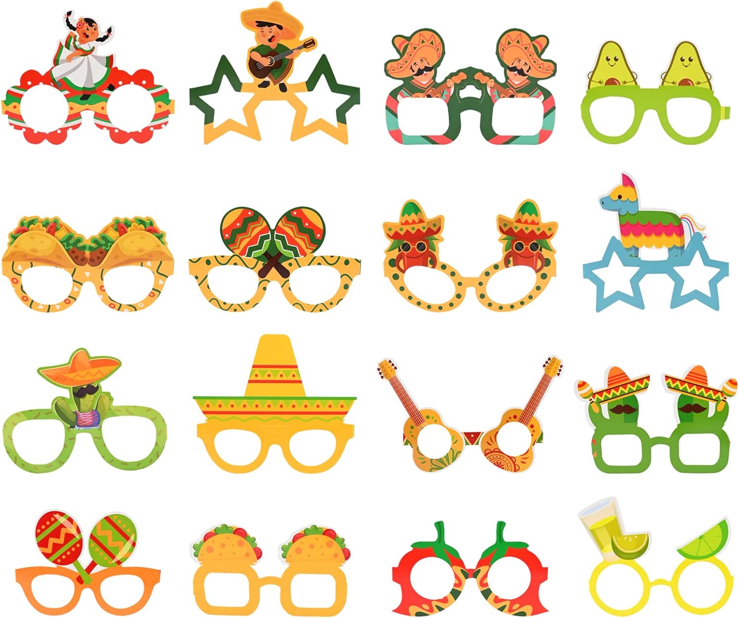 Fiesta Paper Eyeglasses 16 Pieces Paper Fancy Party Eyeglasses Novelty ...