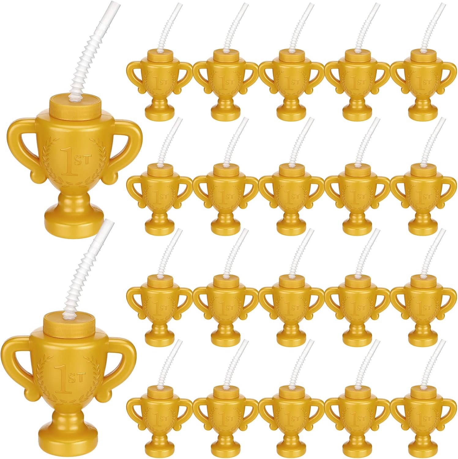 Amazon.com: Meanplan 24 Pieces Race Car Trophy Cups with Straws Bulk ...