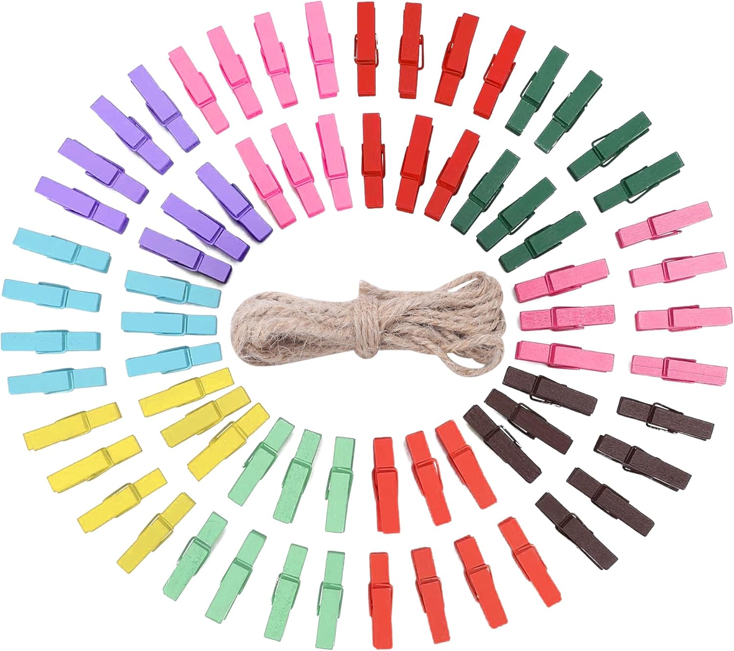 100 Wooden Mini Crafts Pegs Photo Pegs and10M String, Mini Clothes ...