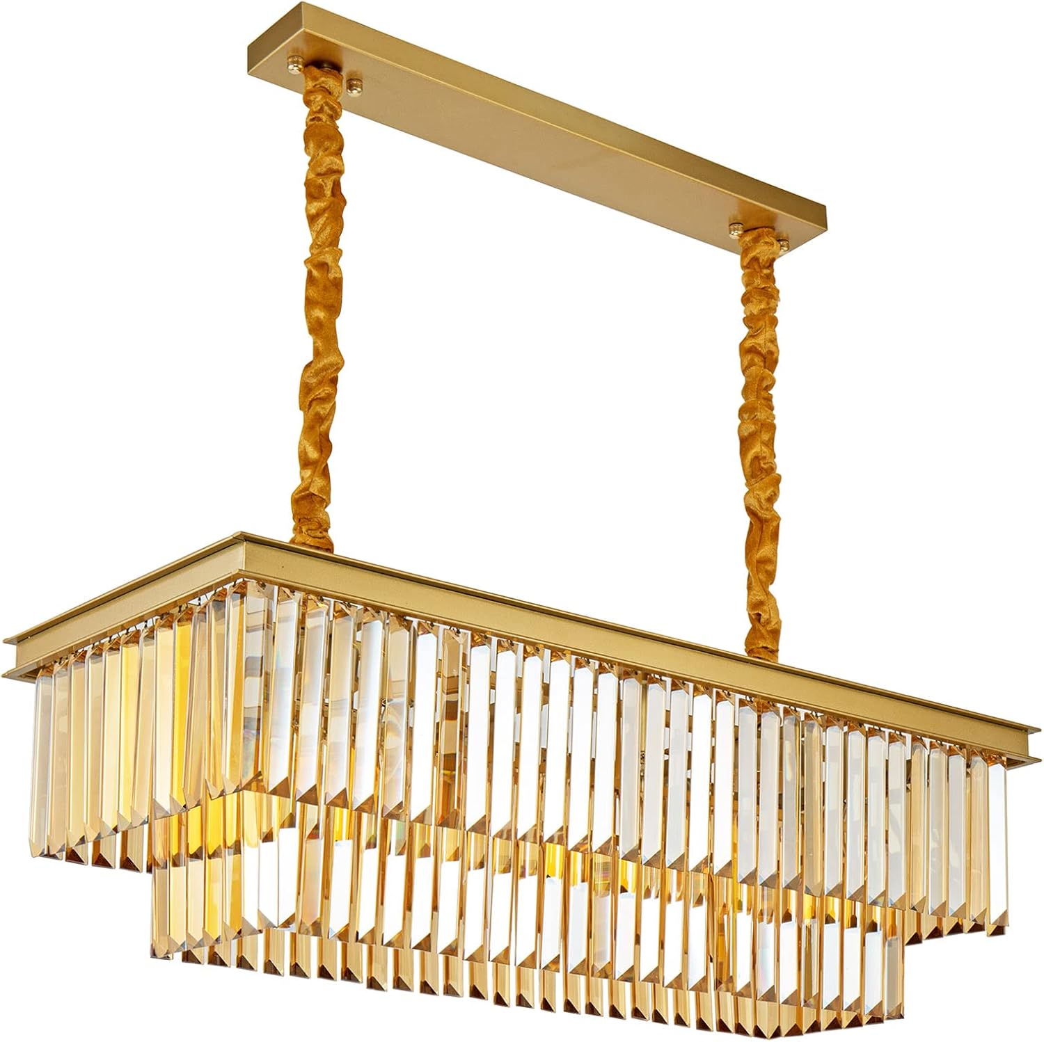 KSFJZF Crystal Chandelier for Dining Room, L33.5 8-Light Gold ...