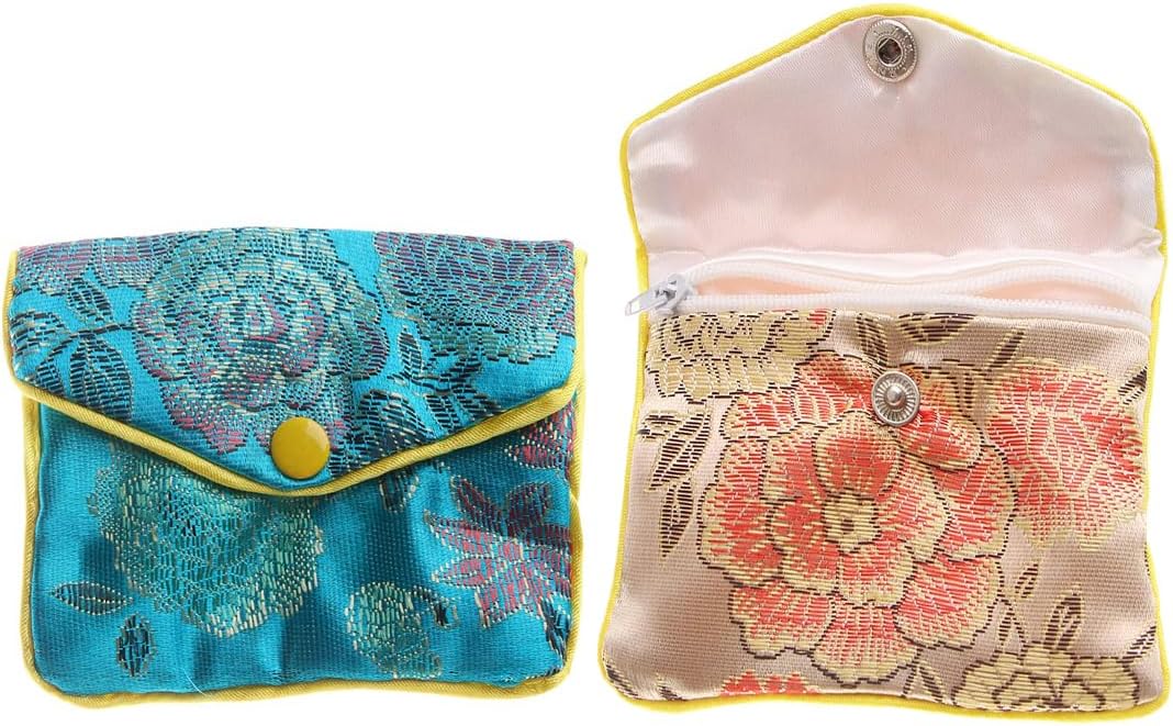 Amazon.com: 10 ×12cm Leadigol Embroidered Silk Jewelry Pouch,2 pcs Snap ...