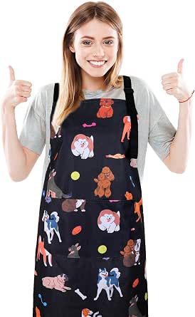 Amazon.com: XLSXEXCL Dog Grooming Waterproof Apron with 2 Pockets ...