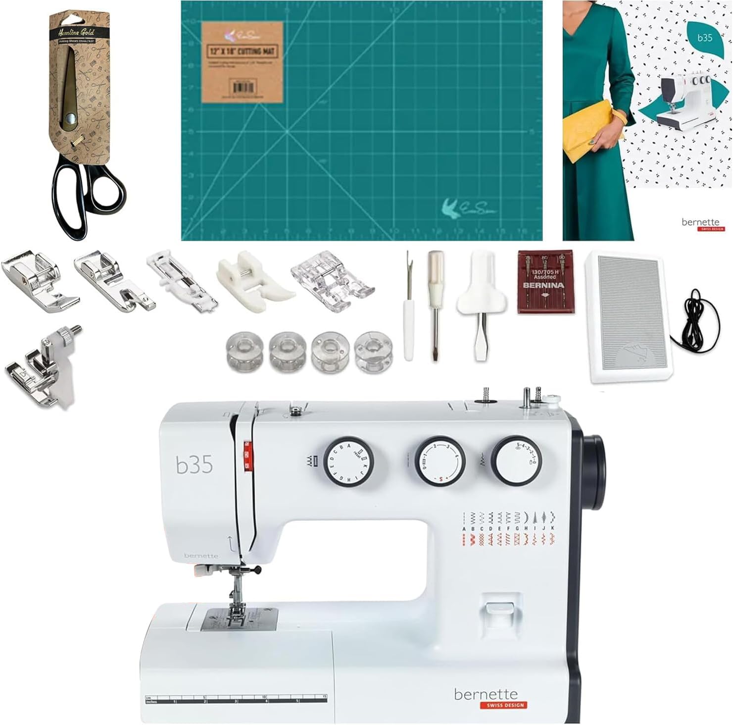 Amazon.com: Bernette B35 Sewing Machine for Beginners | 23 Built-In Stitches, 7 Presser Feet ...