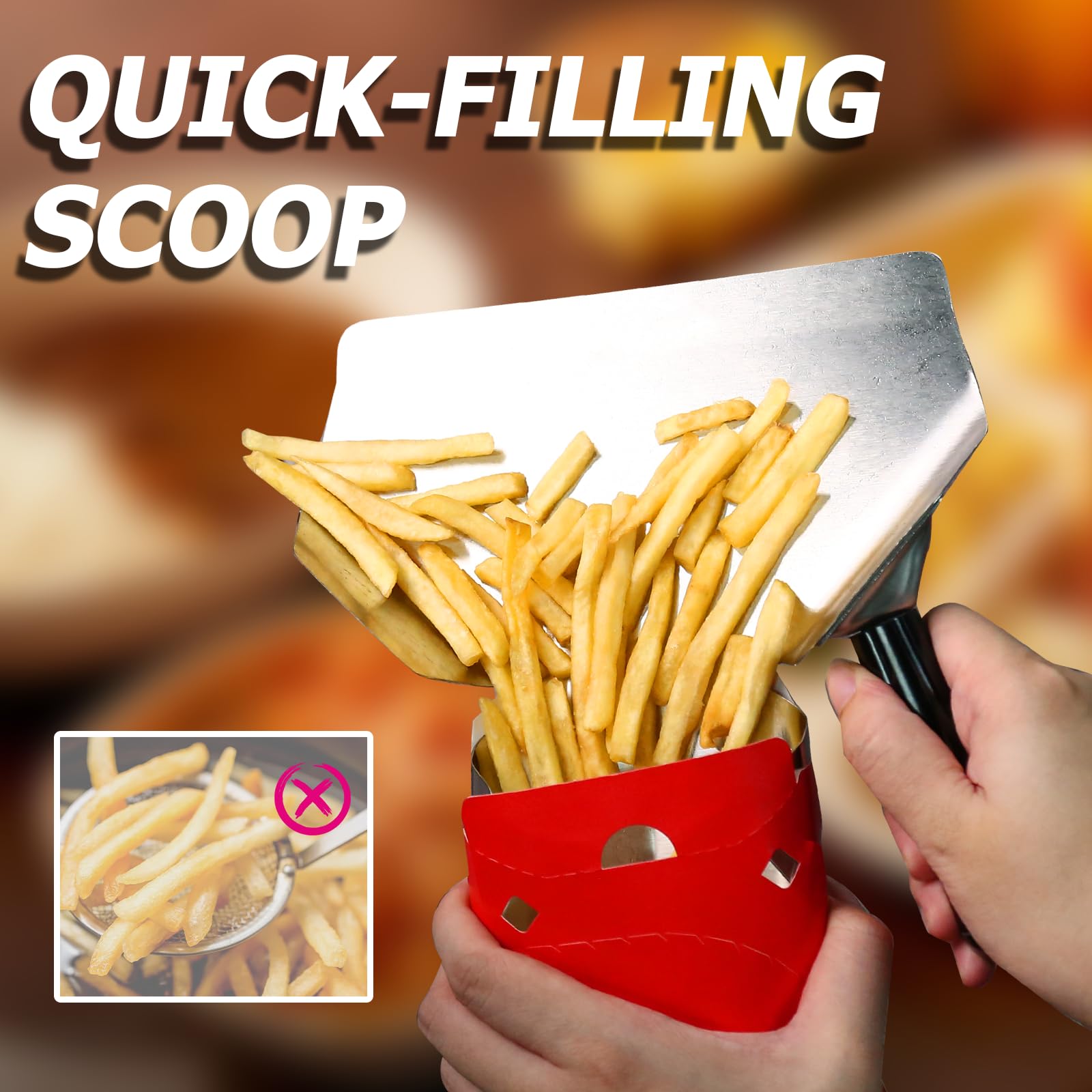 Snapklik.com : Stainless Steel French Fry Popcorn Scoop, Quick Fill ...
