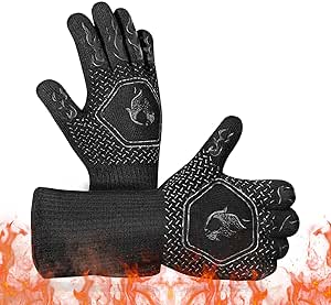 Amazon.com : NINAS BBQ Gloves Oven Gloves, 1472℉ Extreme Heat Resistant Oven Mitts Grilling ...