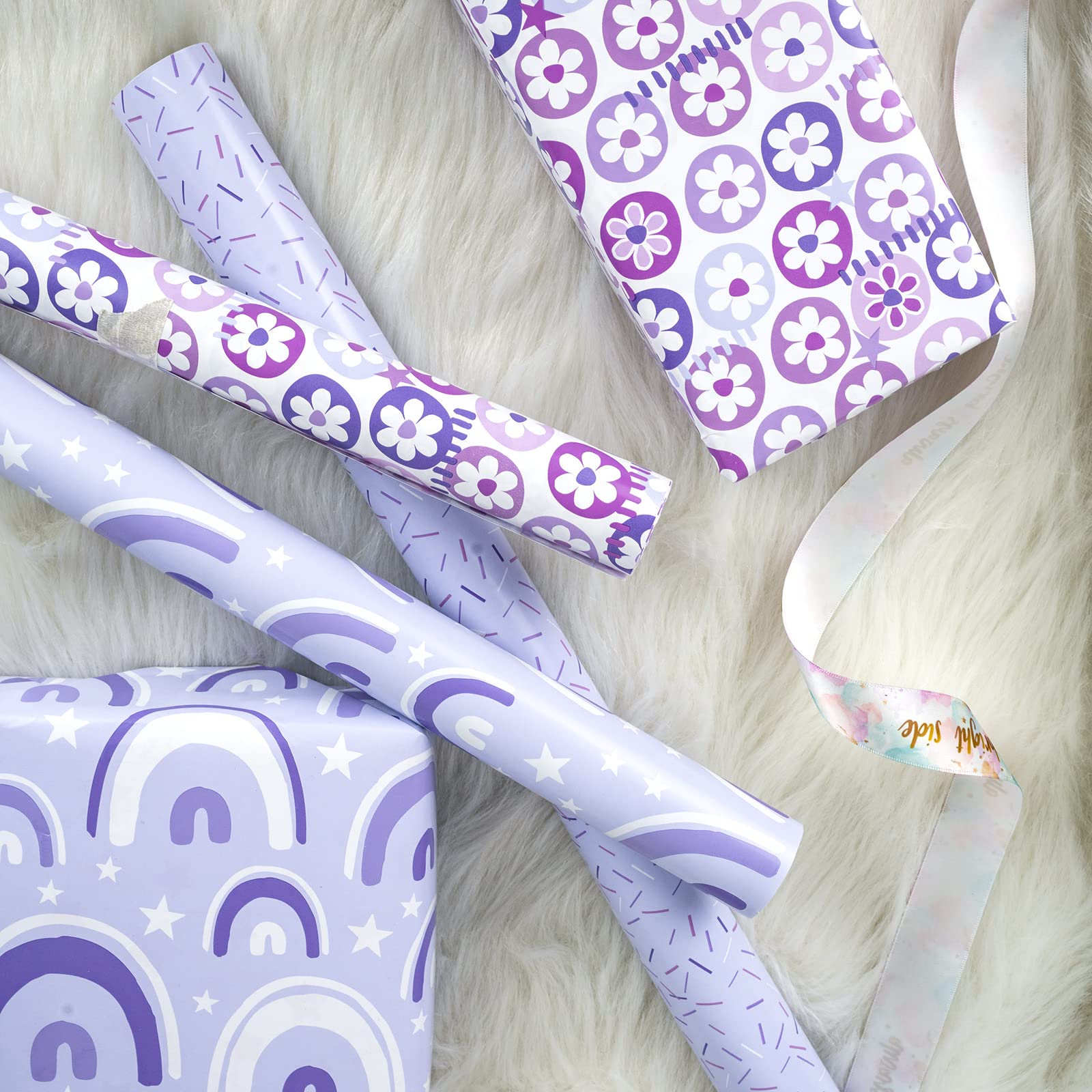 Snapklik.com : LeZakaa Purple Gift Wrapping Paper, Flower Ball/Colorful ...