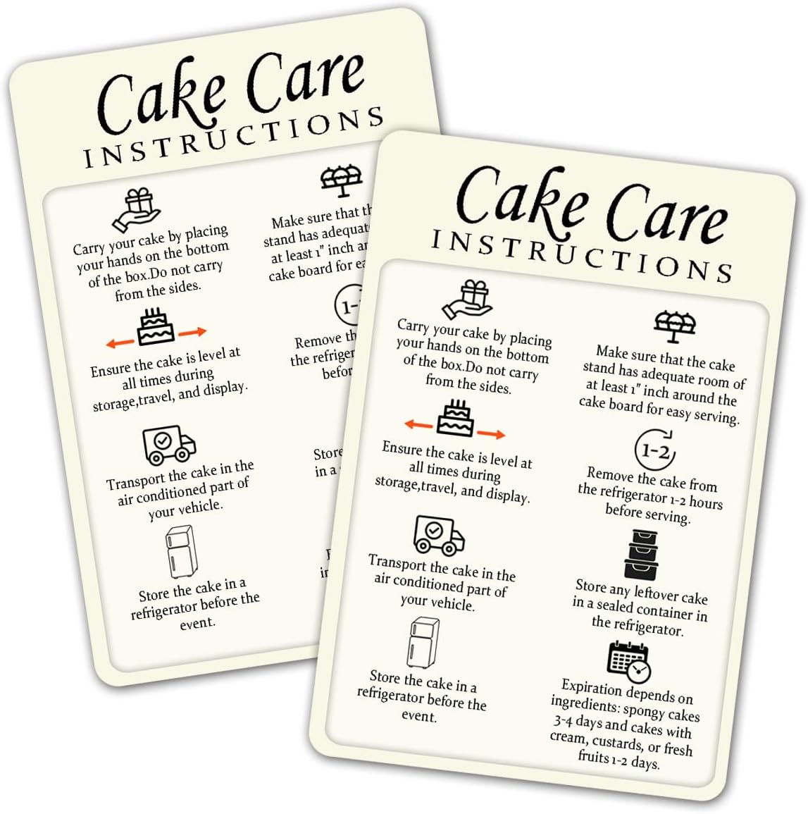 Amazon.com: 50 Pack Cake Care Instruction Cards,4 * 6" Guide to Carry ...