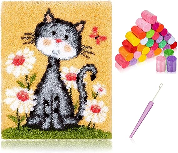 Amazon.com: kingsea Latch Hook Kit for Adults, DIY Crochet Yarn Rug ...