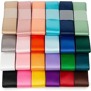 Amazon.com: Mlurcu Satin Ribbon 1 Inch x 48Yds Assorted Colorful Wide ...