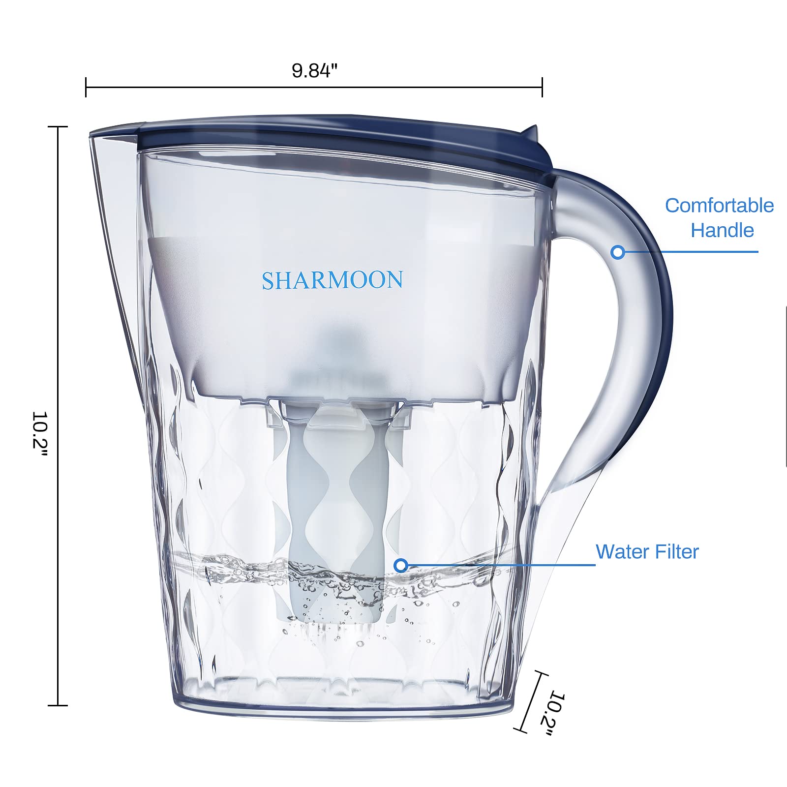 SHARMOON 10 Cup Pitcher Water Filters, 200-Gallon Water Purifier ...