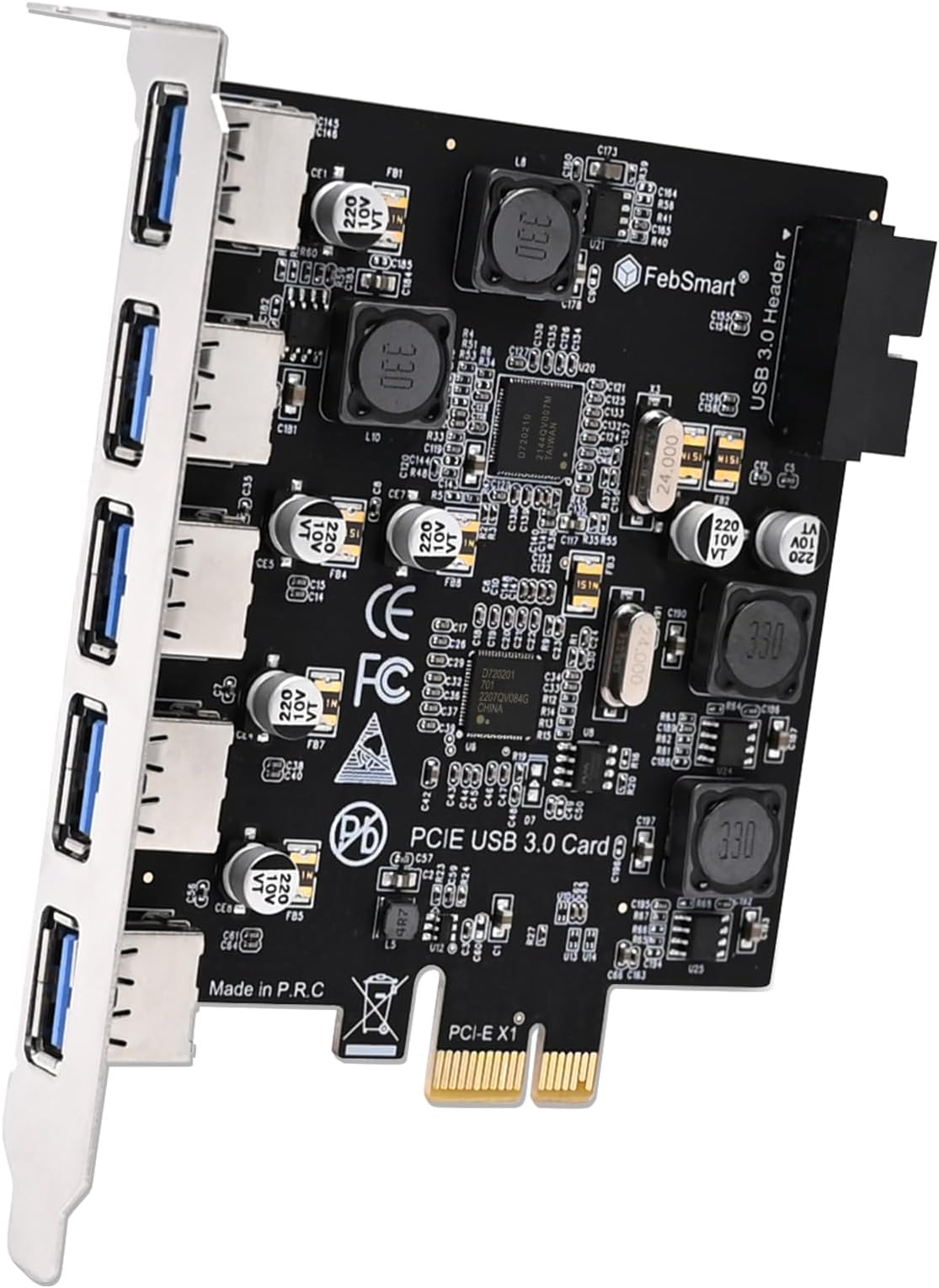Amazon.com: FebSmart PCIE 4-Ports Superspeed 5Gbps USB 3.0 Expansion ...