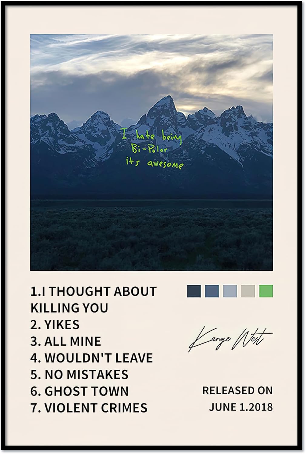 Amazon.com: Ruicnte Kanye Canvas Poster West,Kanye Album Cover Limited ...