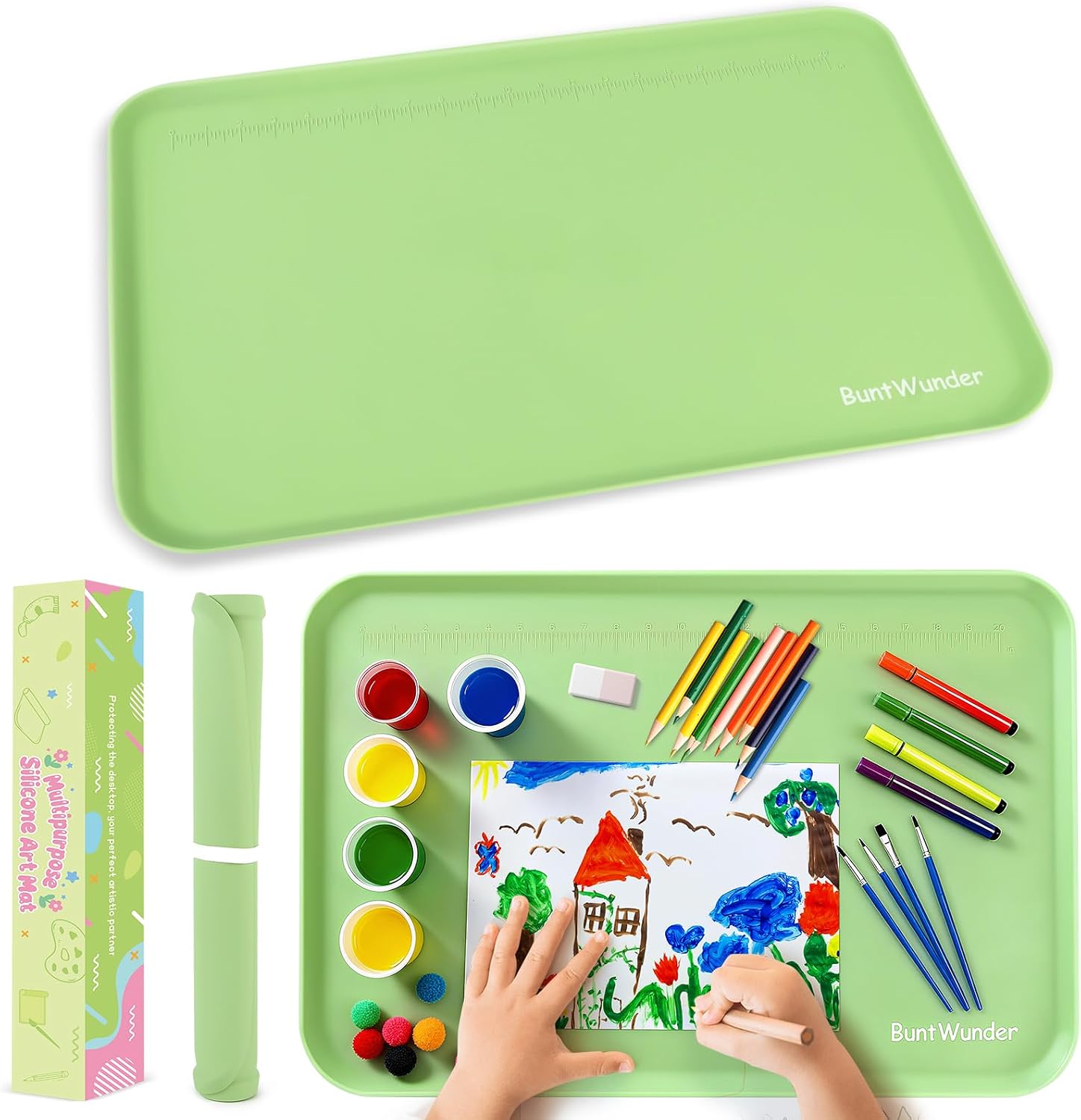 BuntWunder Silicone Mat Large, Craft Mat with Raised Edges, 61 x 41 cm ...
