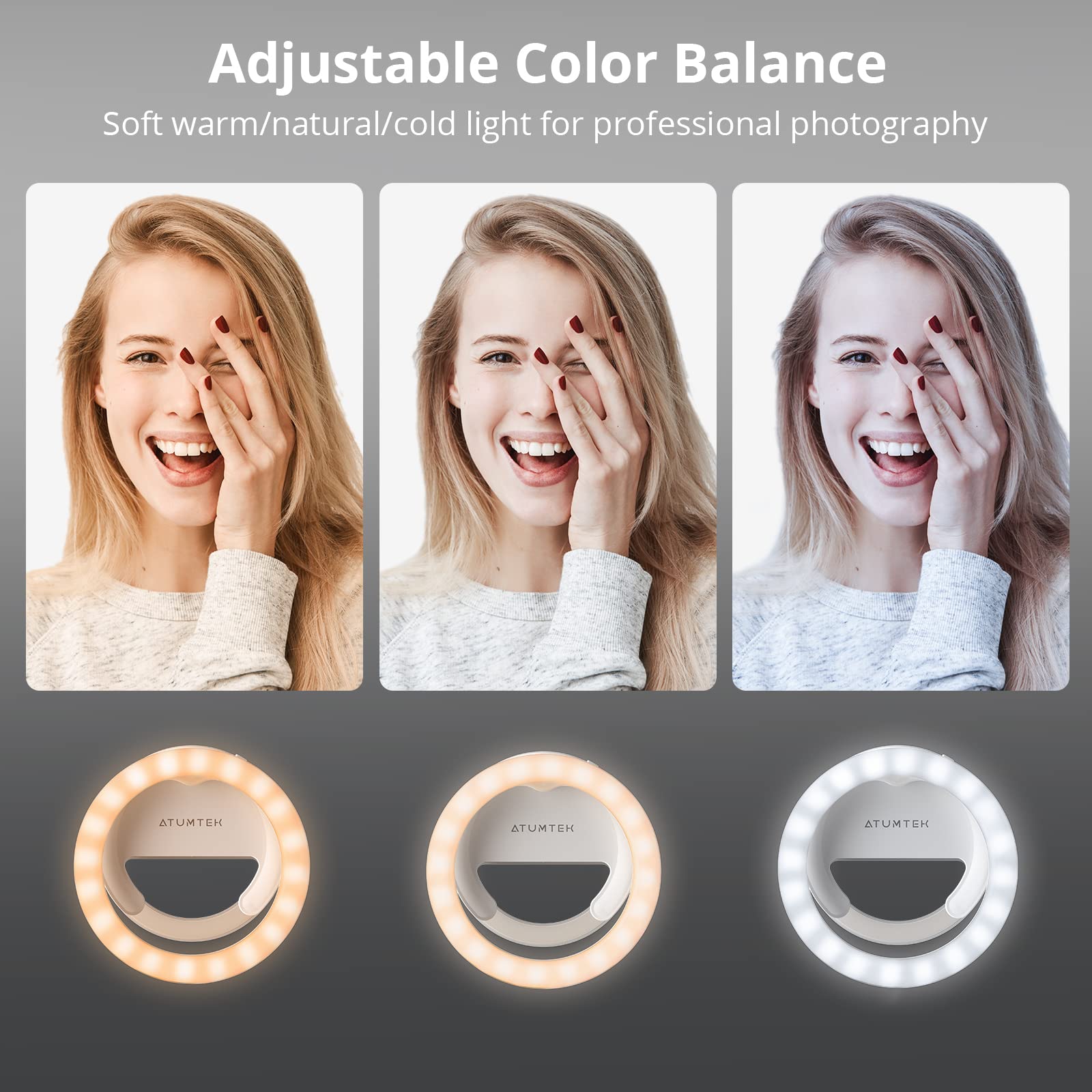 Snapklik.com : 4 Rotatable Selfie Ring Light For Phone, Rechargeable ...