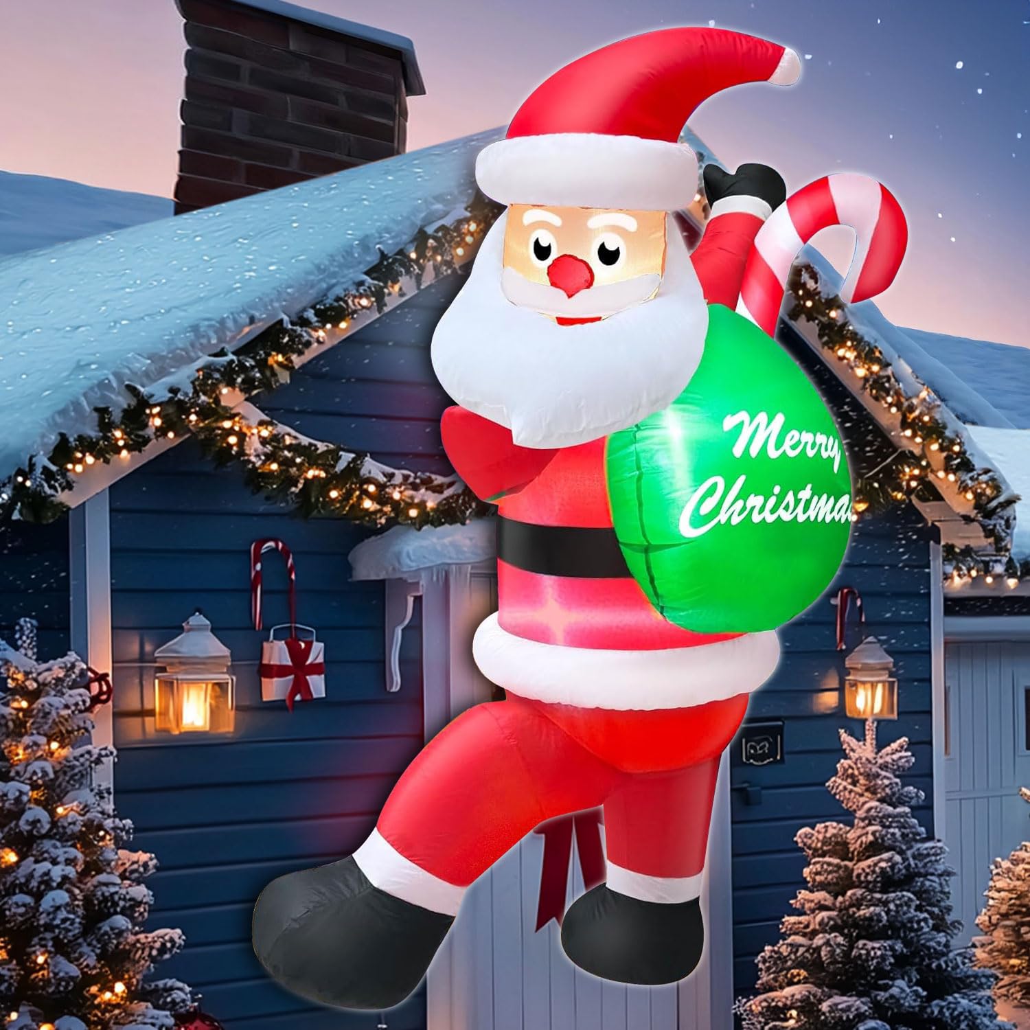 Amazon.com: 6 FT Tall Christmas Inflatables Climbing Santa Claus ...
