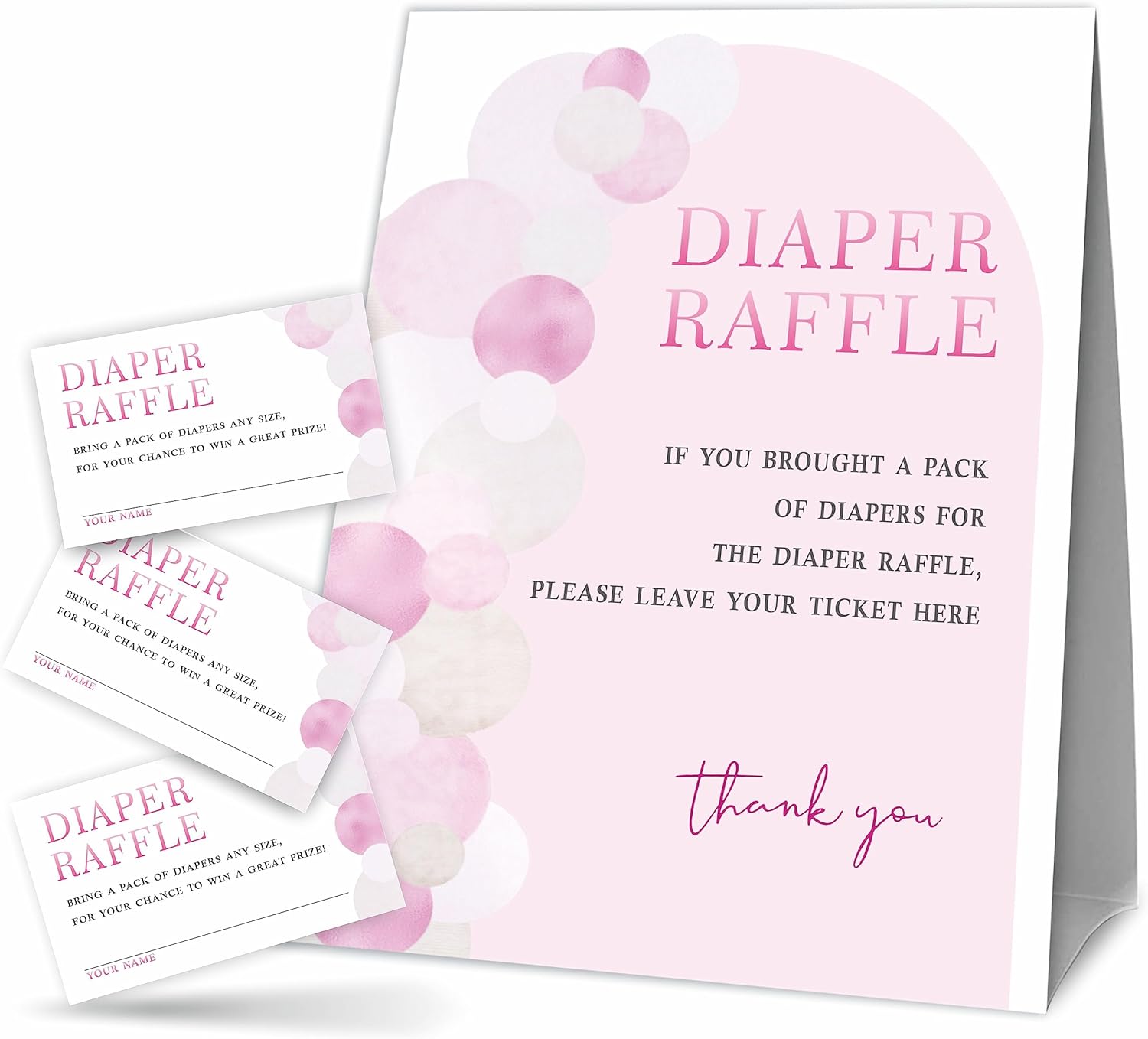 Amazon.com: Baby Shower Diaper Raffle Game Set, Blush Bubbles Balloon ...