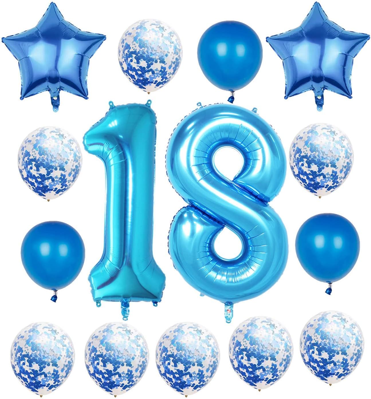 18th Birthday Decorations Party Supplies,Blue Number 18 Balloon,40 Inch ...