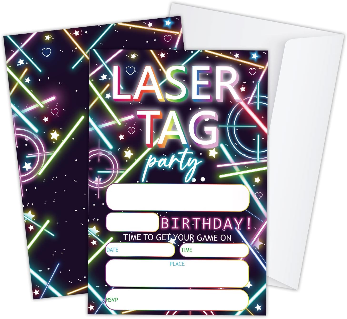 Amazon.com : haipino Laser Tag Birthday Invitations, Neon Glow Party ...