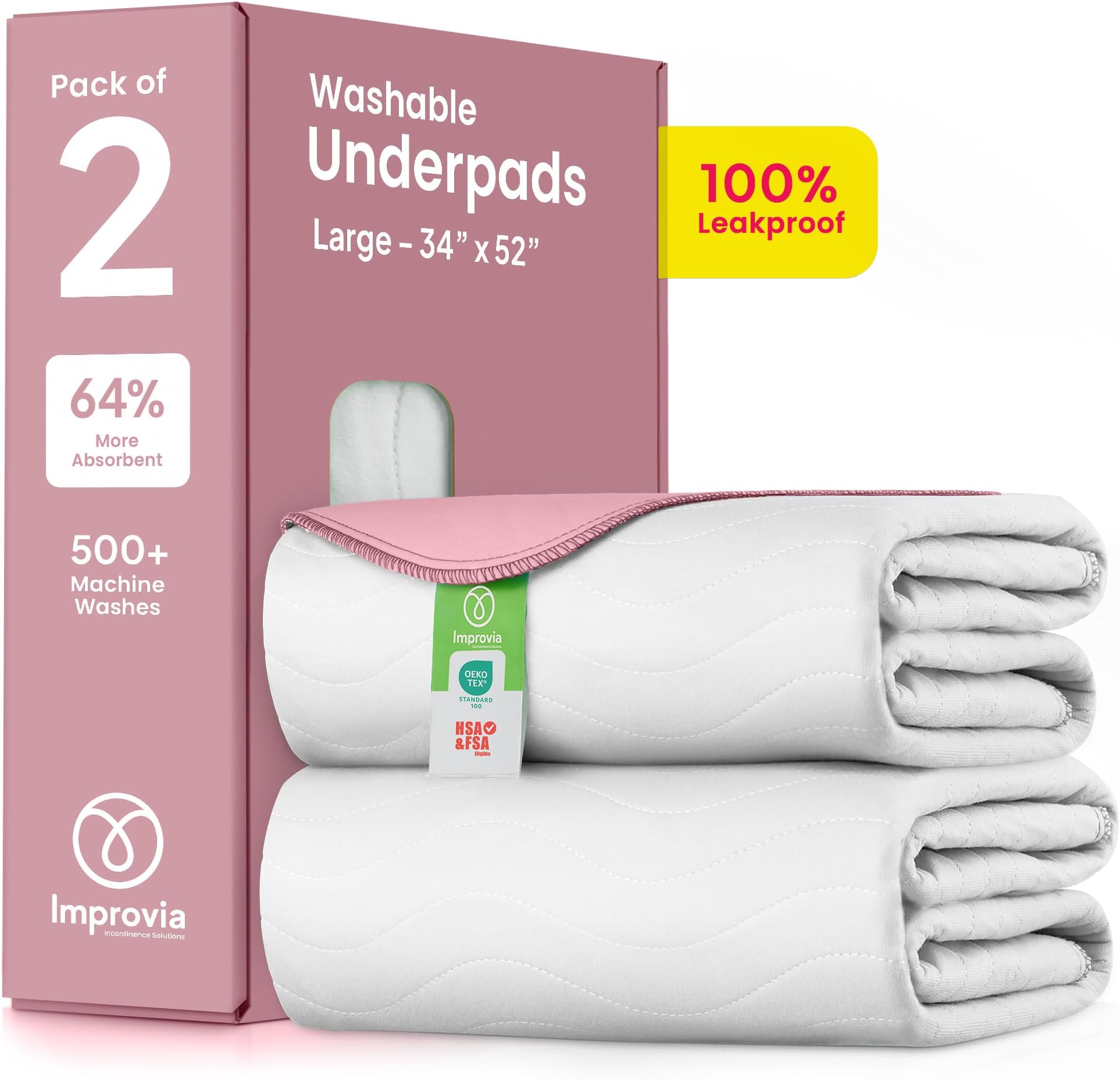 Amazon.com: IMPROVIA® Washable Underpads, Heavy Absorbency Reusable ...