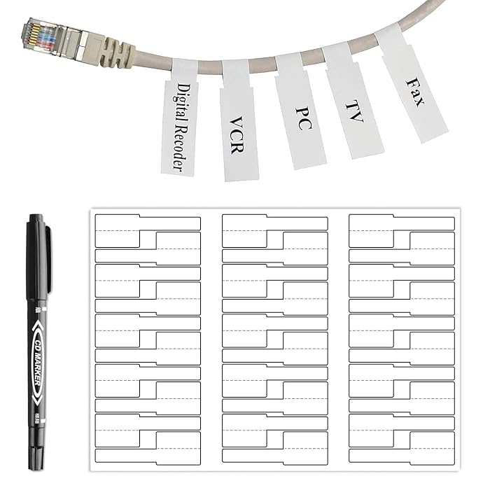 Buy OPQH 600 White Cable Labels with Mark Pen, Cord Labels Can Write On ...