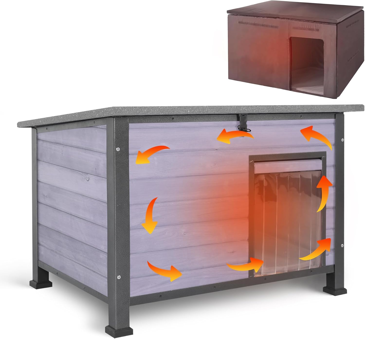 Amazon.com : ALEKNEKI Insulated Dog House Outdoor Weatherproof, Wooden ...