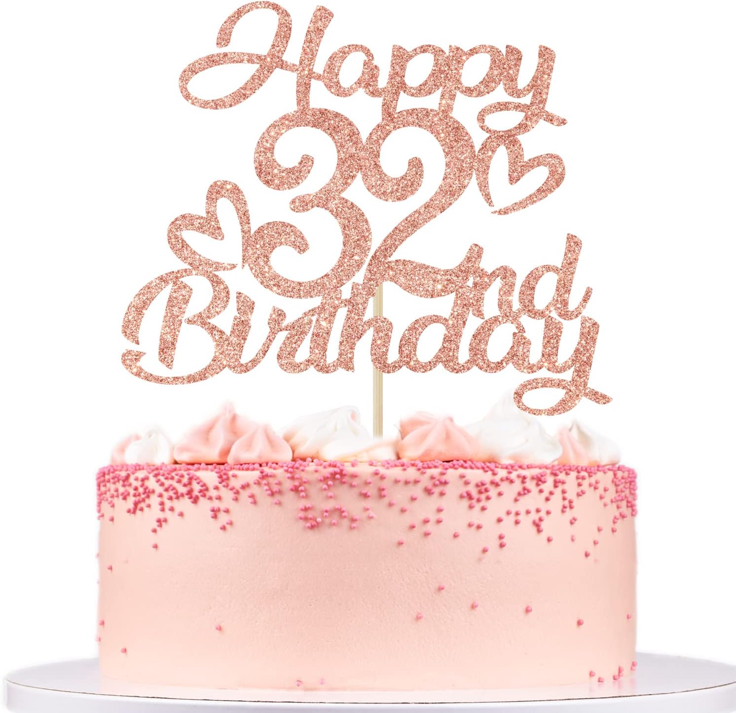 Amazon.com: Unoggsor Rose Gold Glitter Happy 32nd Birthday Cake Topper ...