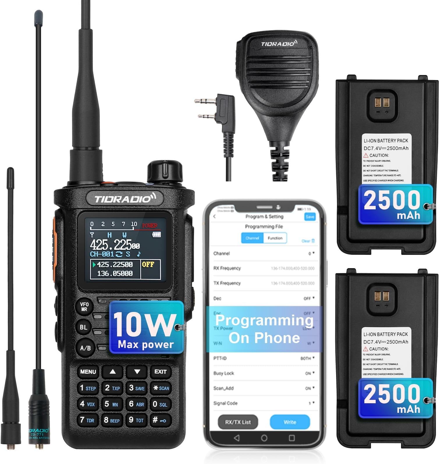 Amazon.com: (2nd Generation) TIDRADIO 10W HighPower Ham Radio Handheld (TD-H8) with APP Wireless ...