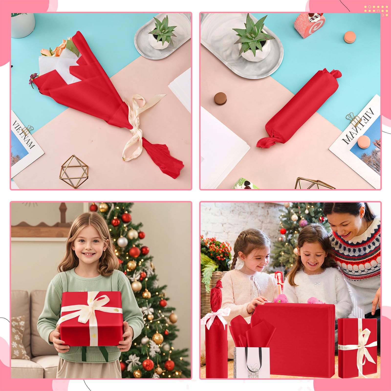 Snapklik.com : 50 Sheets Red Tissue Paper For Gift Bags - Red Wrapping ...