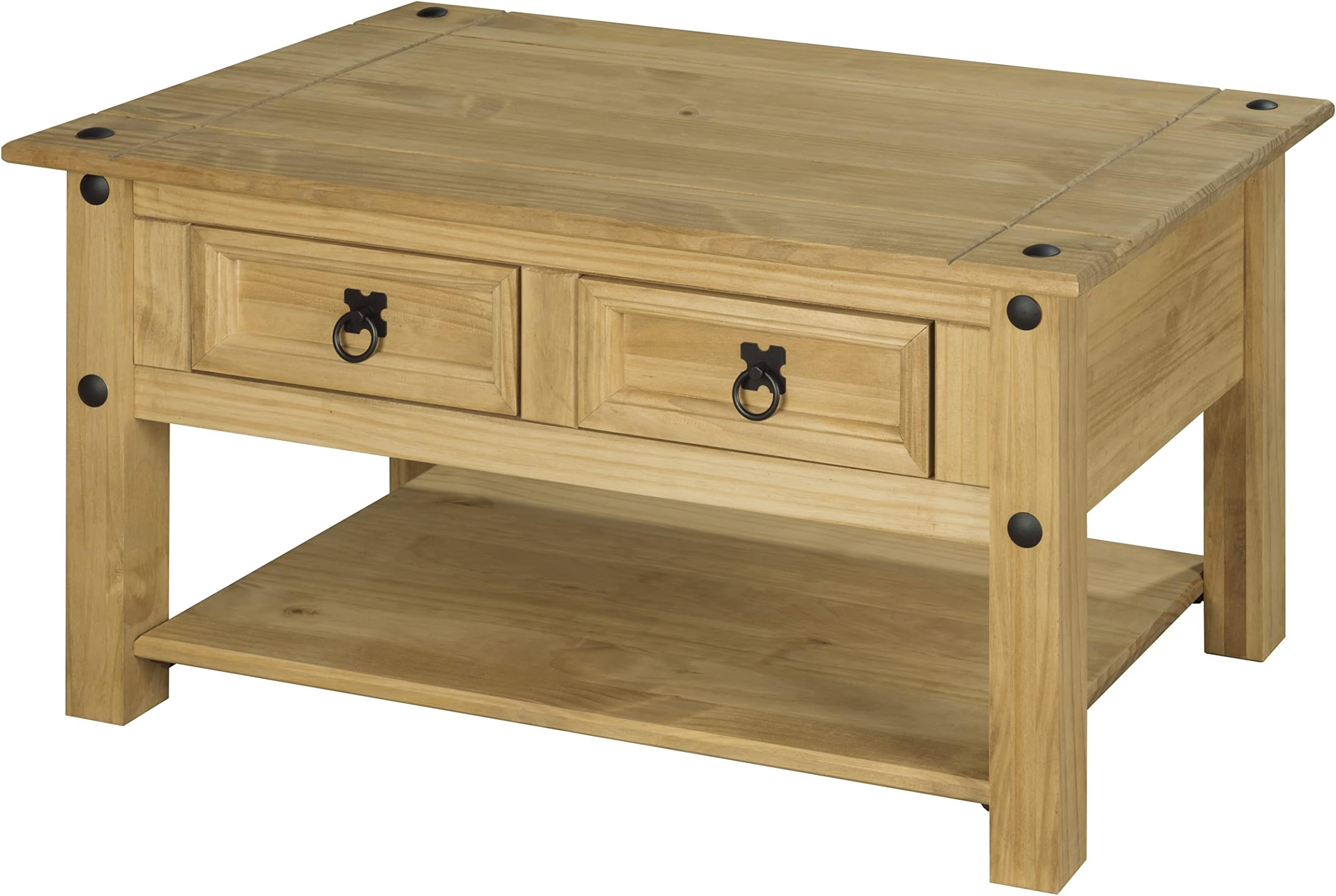 Corona Coffee Table 2 Drawer Mexican Solid Pine Wood Occasional ...