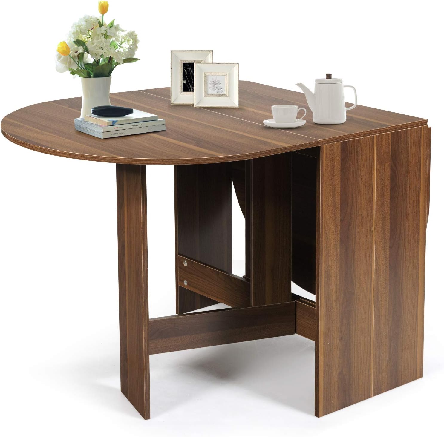 COSTWAY Table Extensible Salle à Manger pour 4-7 Personnes, Table Ronde ...