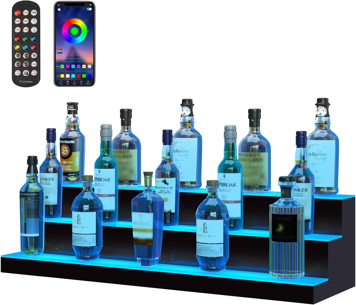 Amazon.com: VEVOR LED Lighted Liquor Bottle Display, 3 Tiers 40 Inches ...