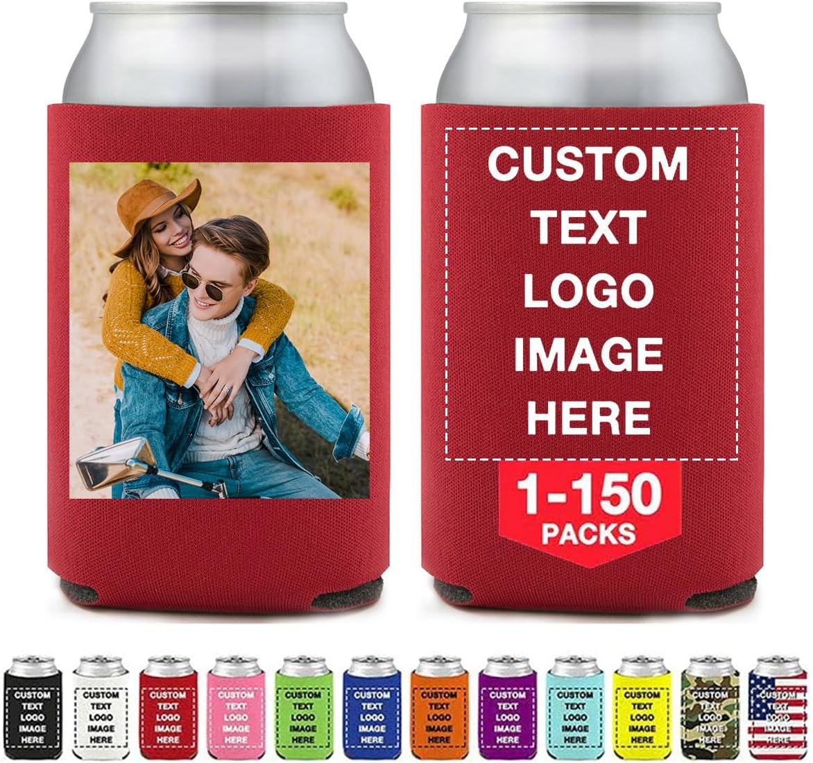 Amazon.com: Personalized Can Sleeve Beer Coolers 1-150pcs Bulk Custom ...