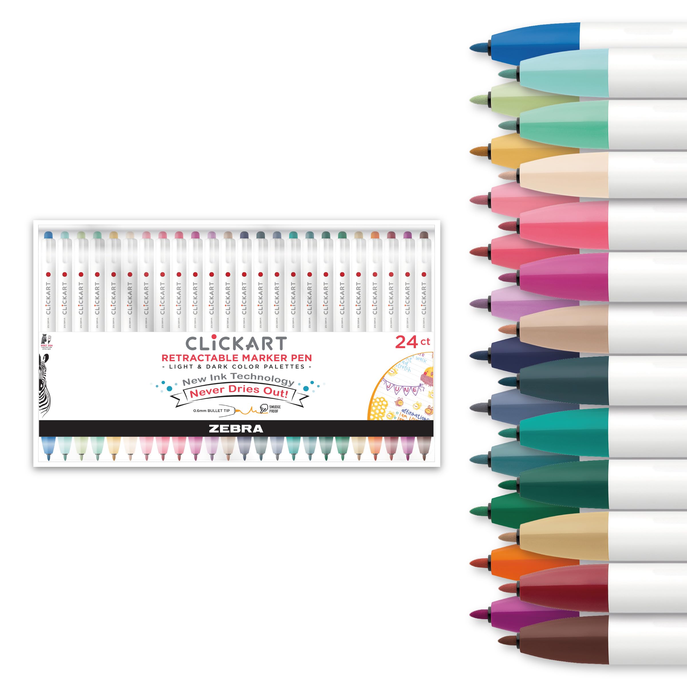 Snapklik.com : Zebra Pen CLiCKART Retractable Felt Tip Pen, Assorted ...