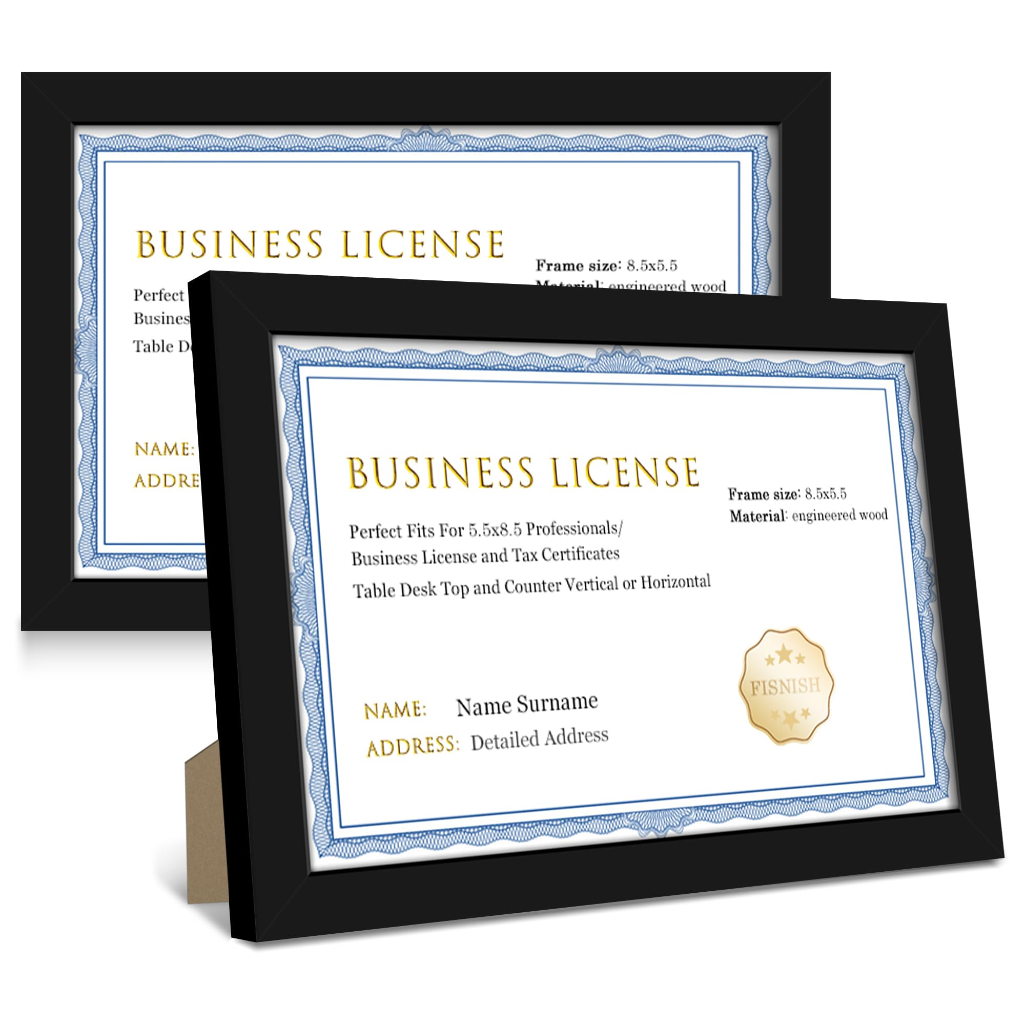 Amazon.com - Fisnish 5.5 x 8.5 Business License Frame, Made of High ...