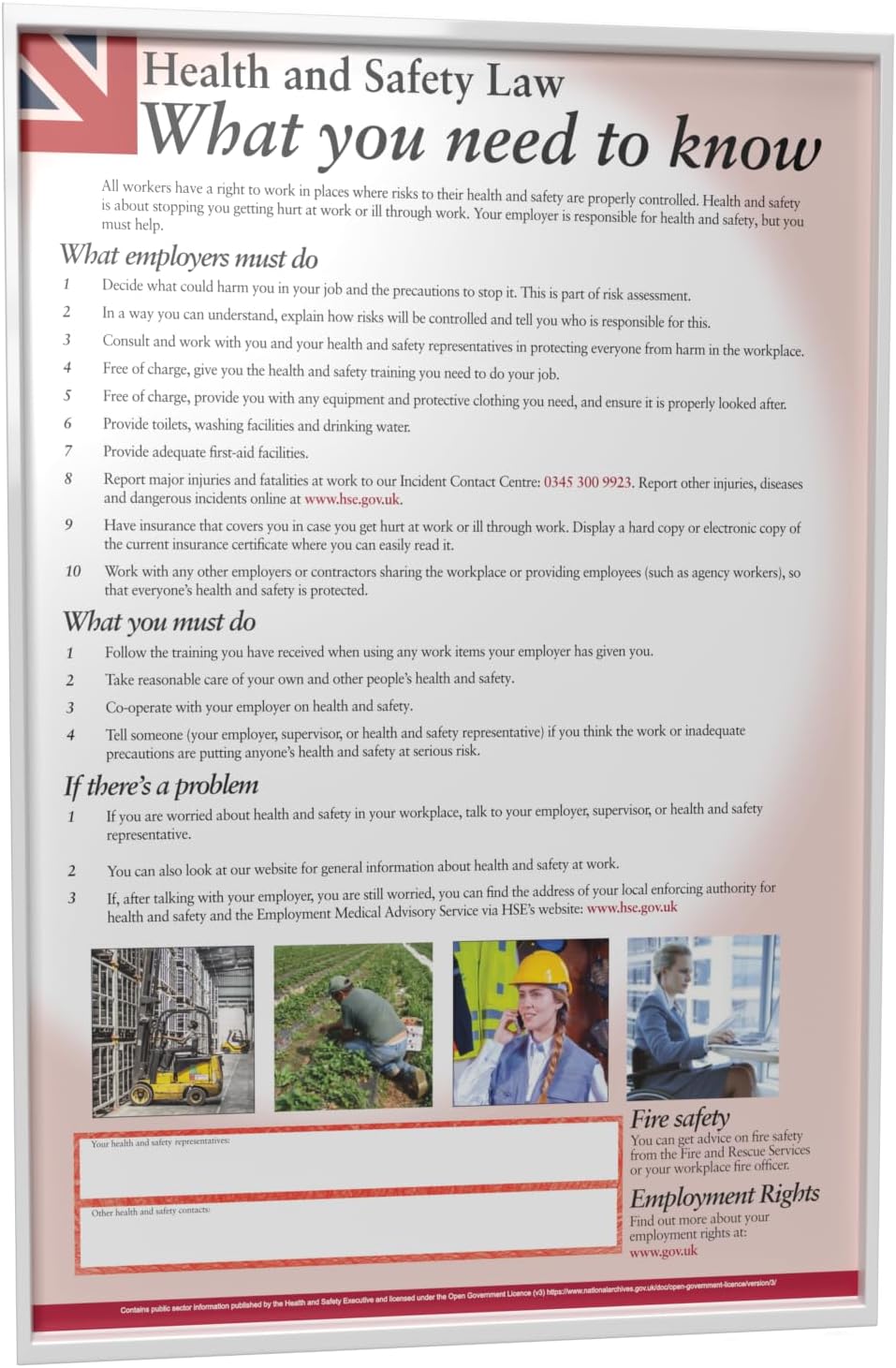 Health and Safety at Work Poster A4 / A3 / A2 laminated UV Stable/HSE ...