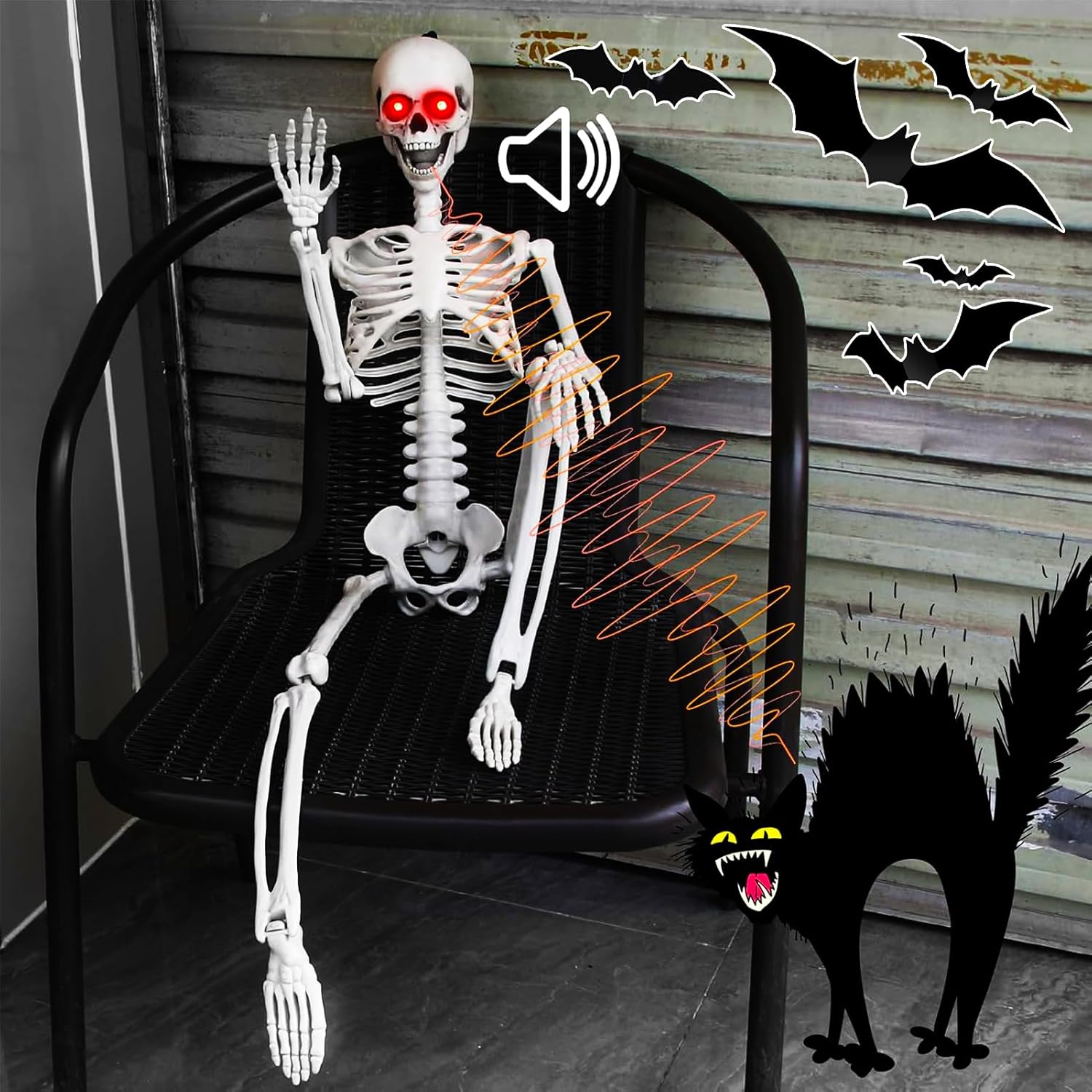 Spook-tacular Halloween Decor: 3 ft / 90 cm Posable Skeleton with ...