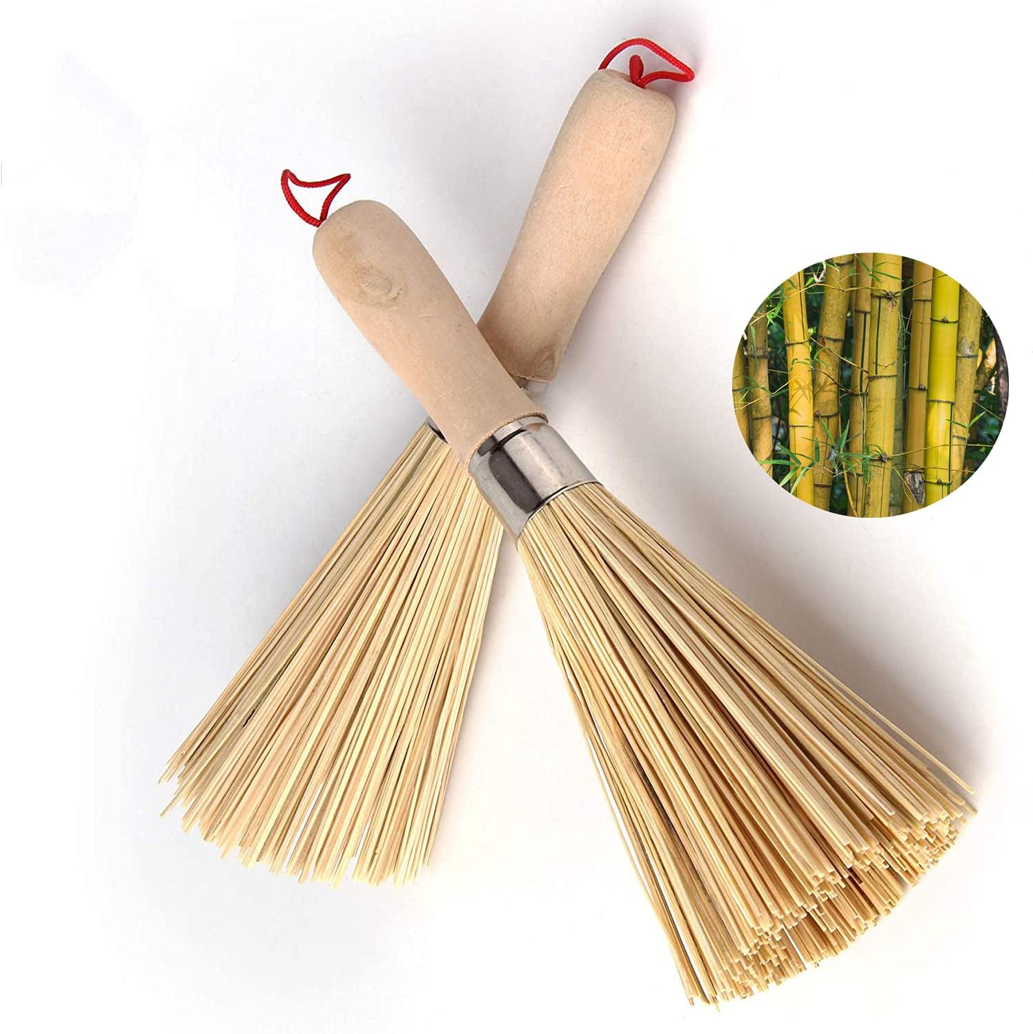 Amazon.com: Bamboo Dish Scrub Brush, Kitchen Dish Scrubber Brush Set ...