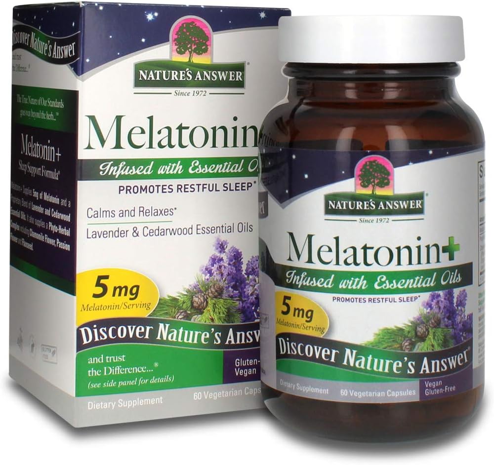 Amazon.com: Nature's Answer Melatonin+, 60 Count Capsules Promotes ...