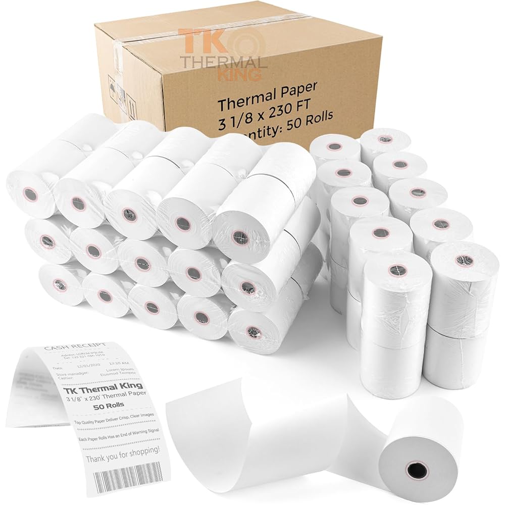$12/mo - Finance (50 Rolls) 3 1/8" 230' feet White Thermal Paper Cash ...