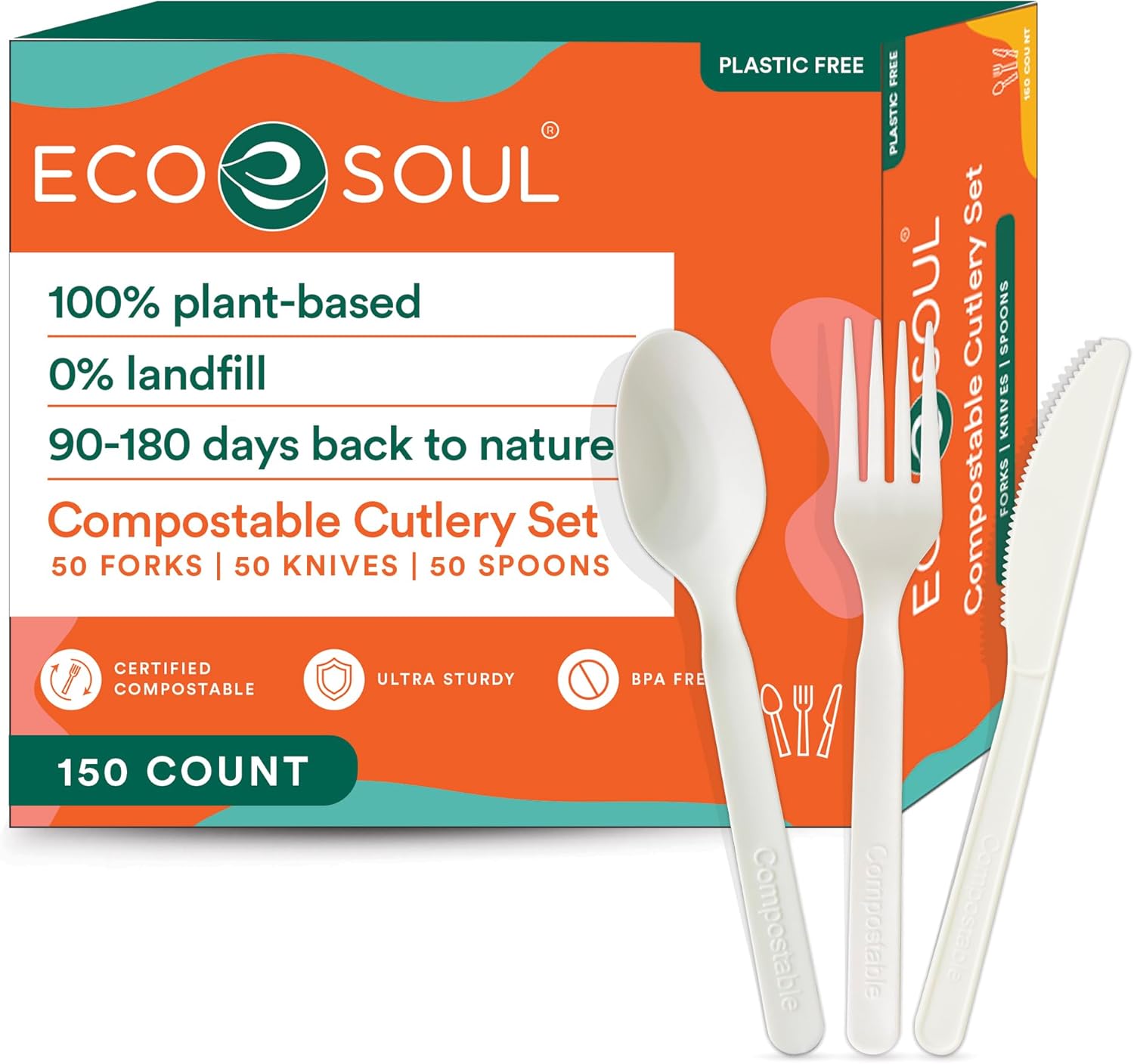ECO SOUL Compostable Premium Grade Cutlery Set I 100% Eco Friendly ...