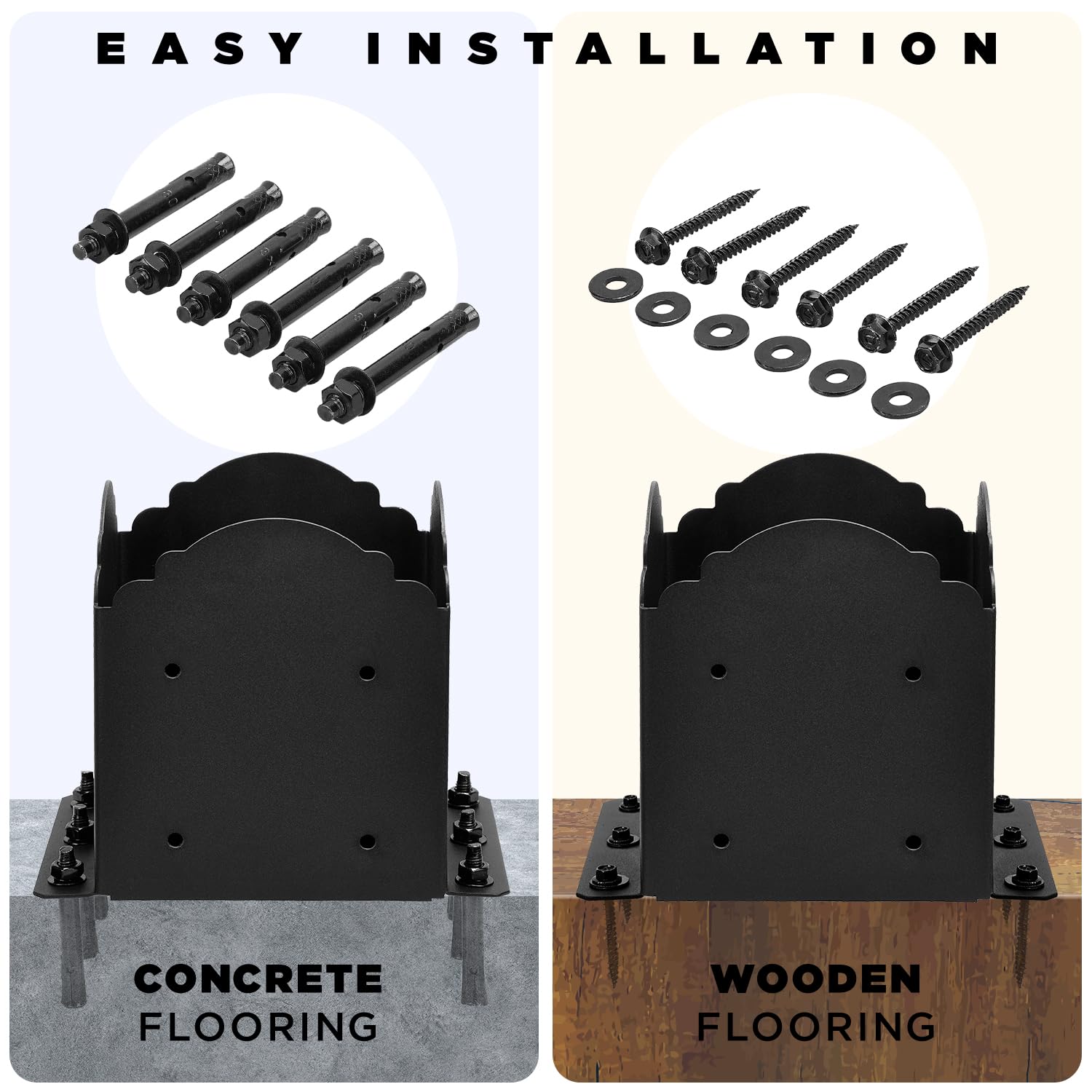 Snapklik.com : Creative Design 6x6 Post Base, Square Bracket Post Base For Fence Mailbox Deck ...