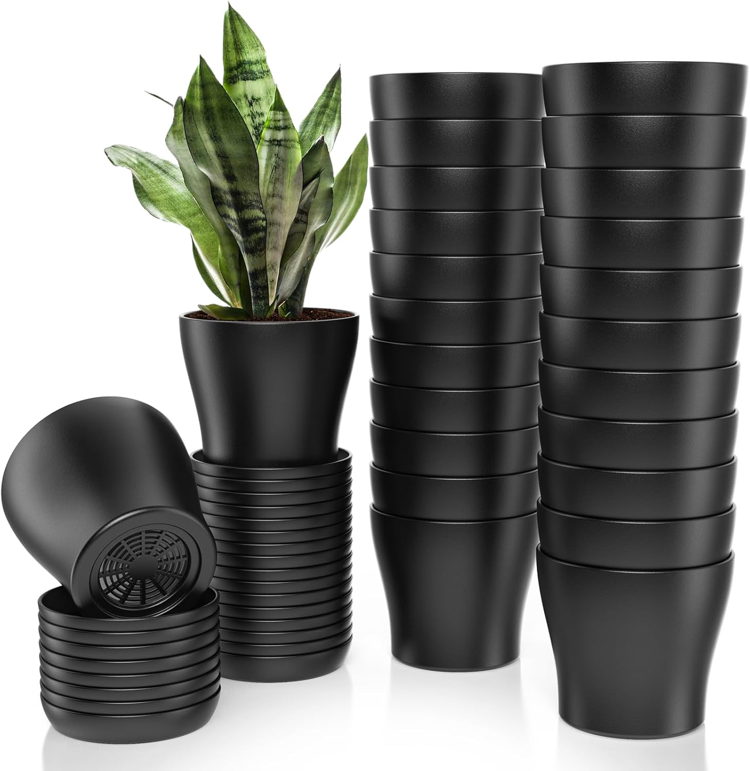 Amazon.com: Flower Pots, 24pcs, 3.75" Black Plant pots, Modern ...