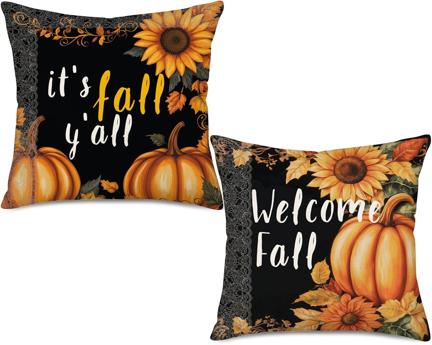 Amazon.com: Fukeen Fall Pillow Covers 18x18 Inch Set of 2 Orange ...