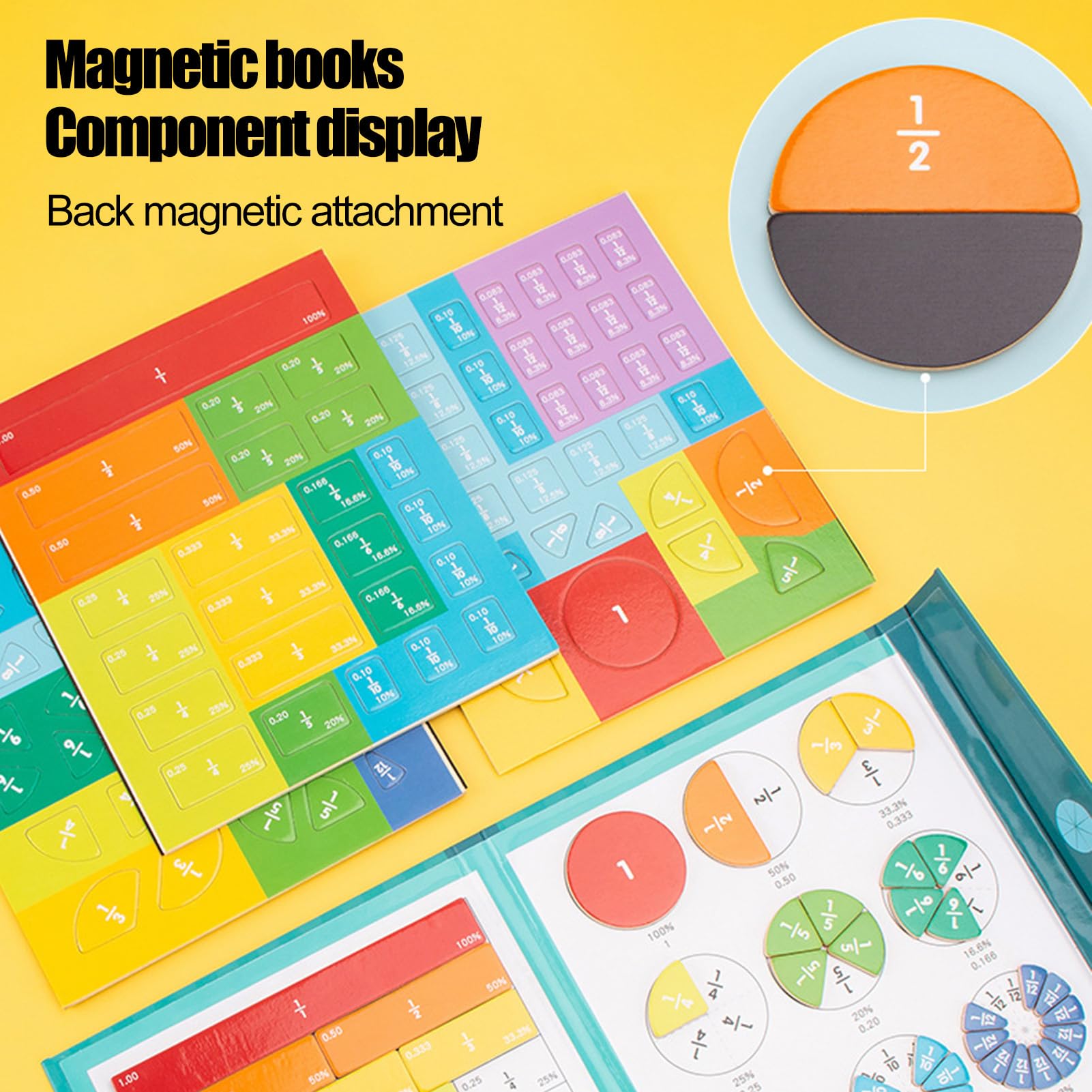 Fraction Tiles Magnetic 175 PCS Magnetic Fraction Circles And Strips ...