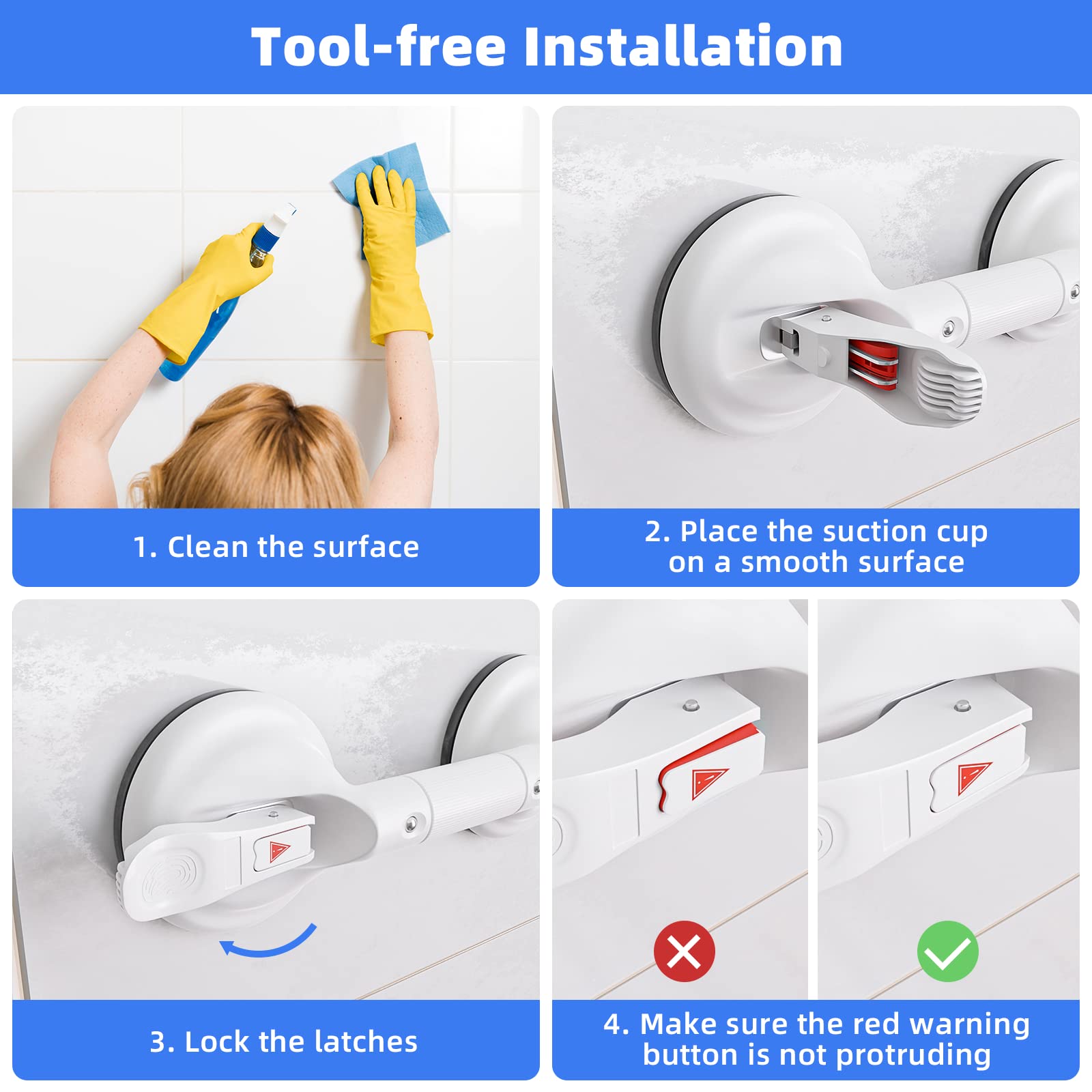Snapklik.com : Suction Cup Grab Bars For Bathtubs And Showers, Safety ...