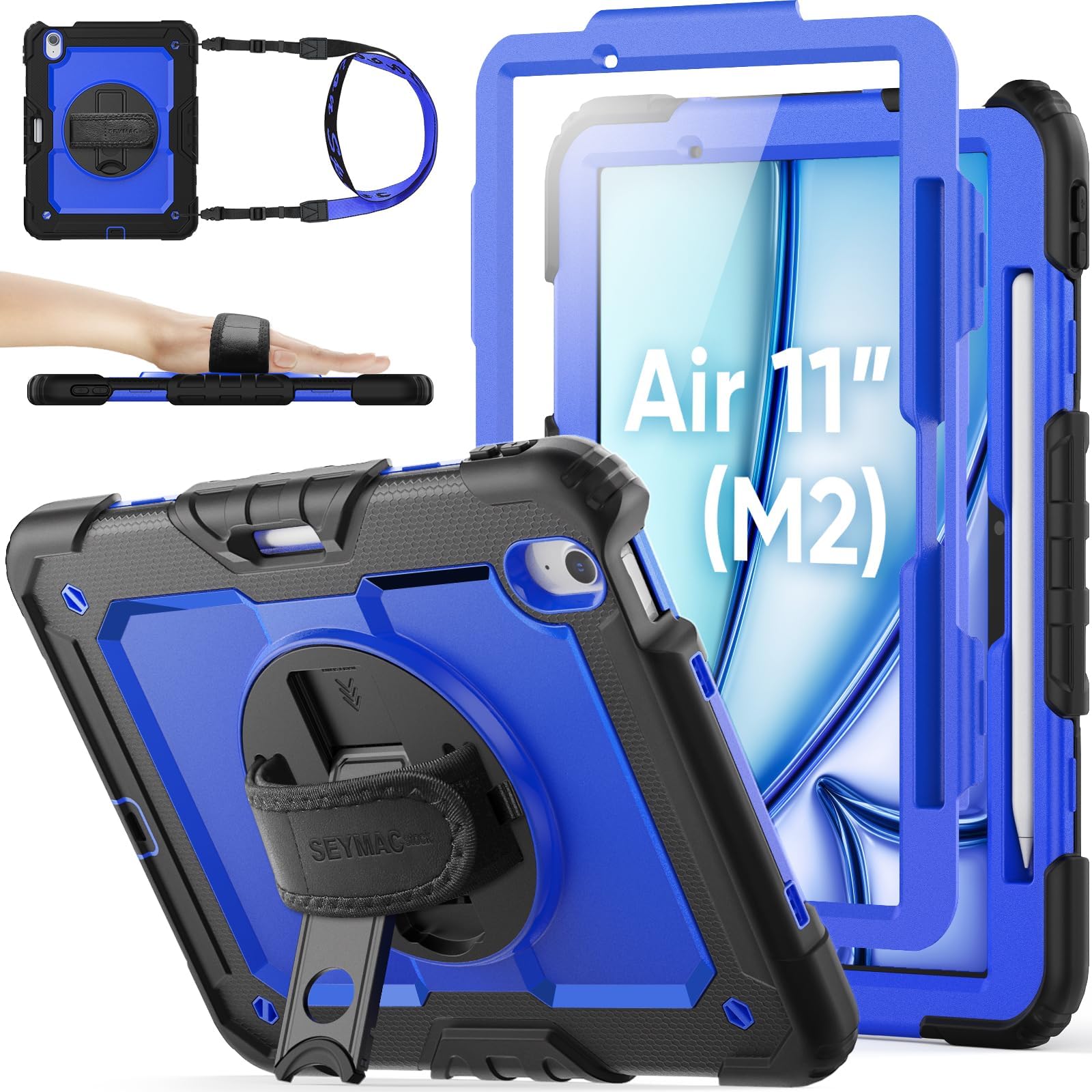 SEYMAC Case for iPad Air 11-inch 6th 2024 M2,Shockproof Cover with ...