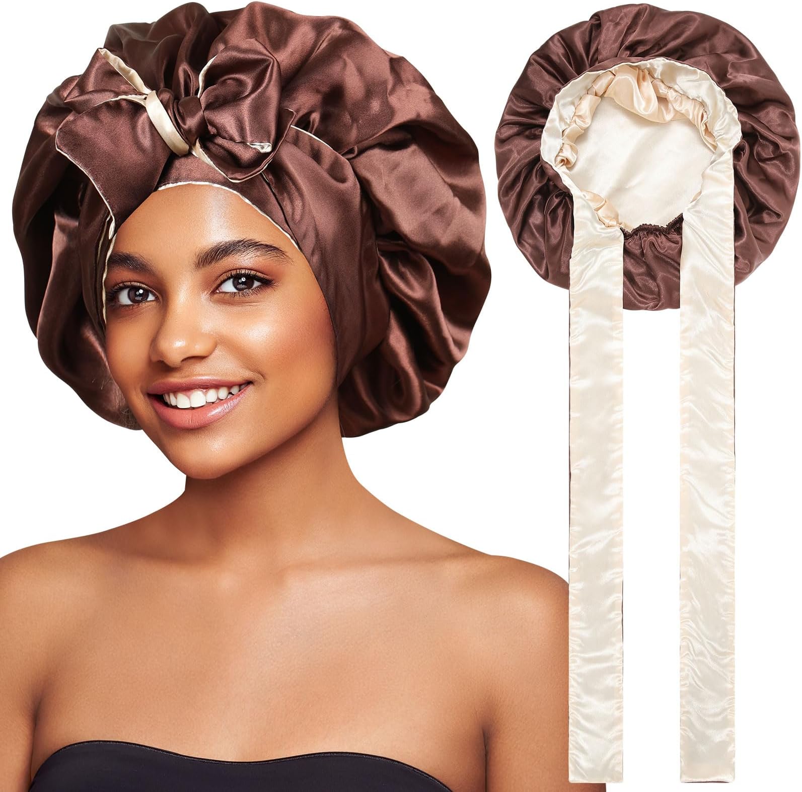 Amazon.com : HAIMEIKANG Satin Bonnet-Silk Sleep Cap Non Slip Hair Wrap ...