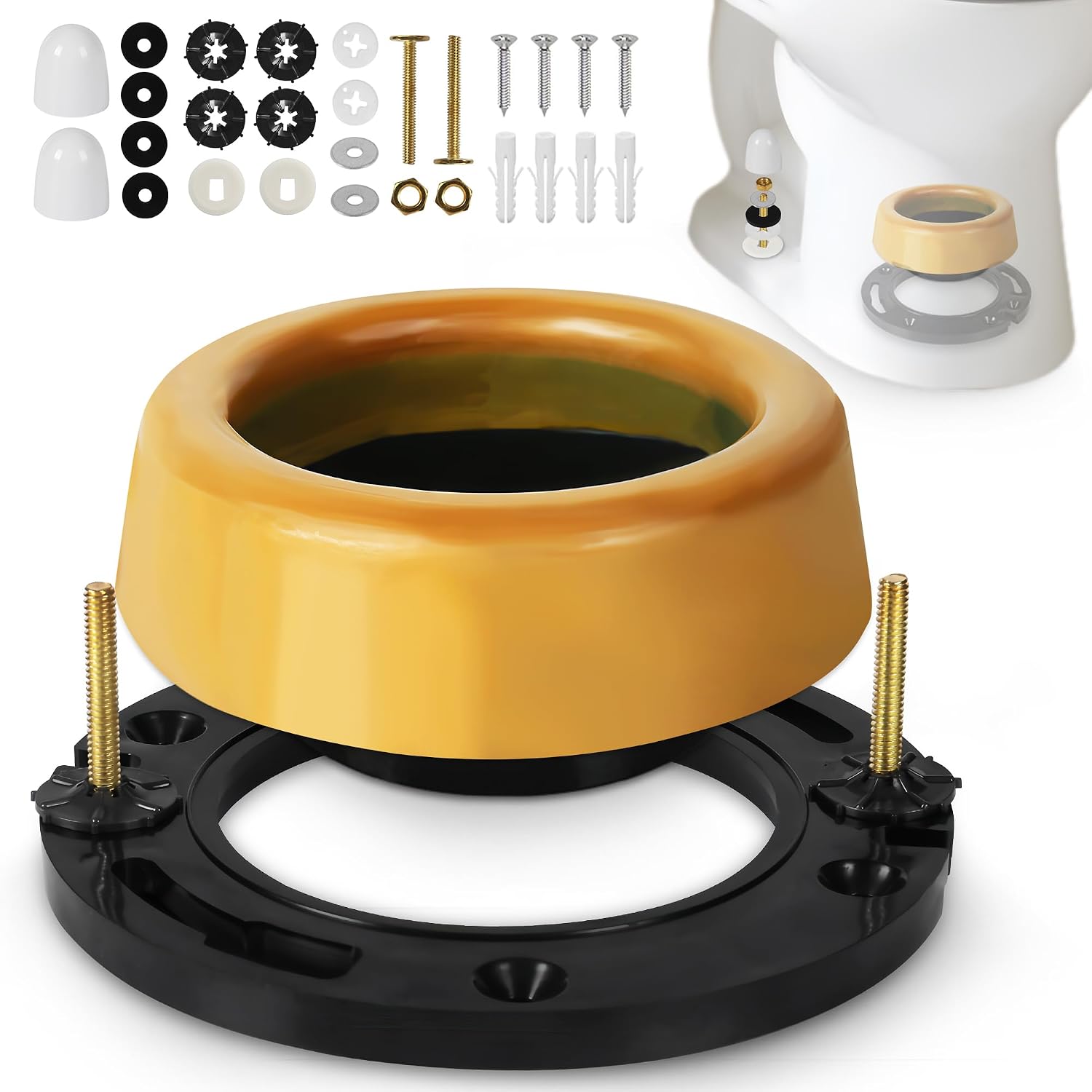 Amazon.com: Toiglo Toilet Flange with Extra Thick Wax Ring Kit - Toilet ...