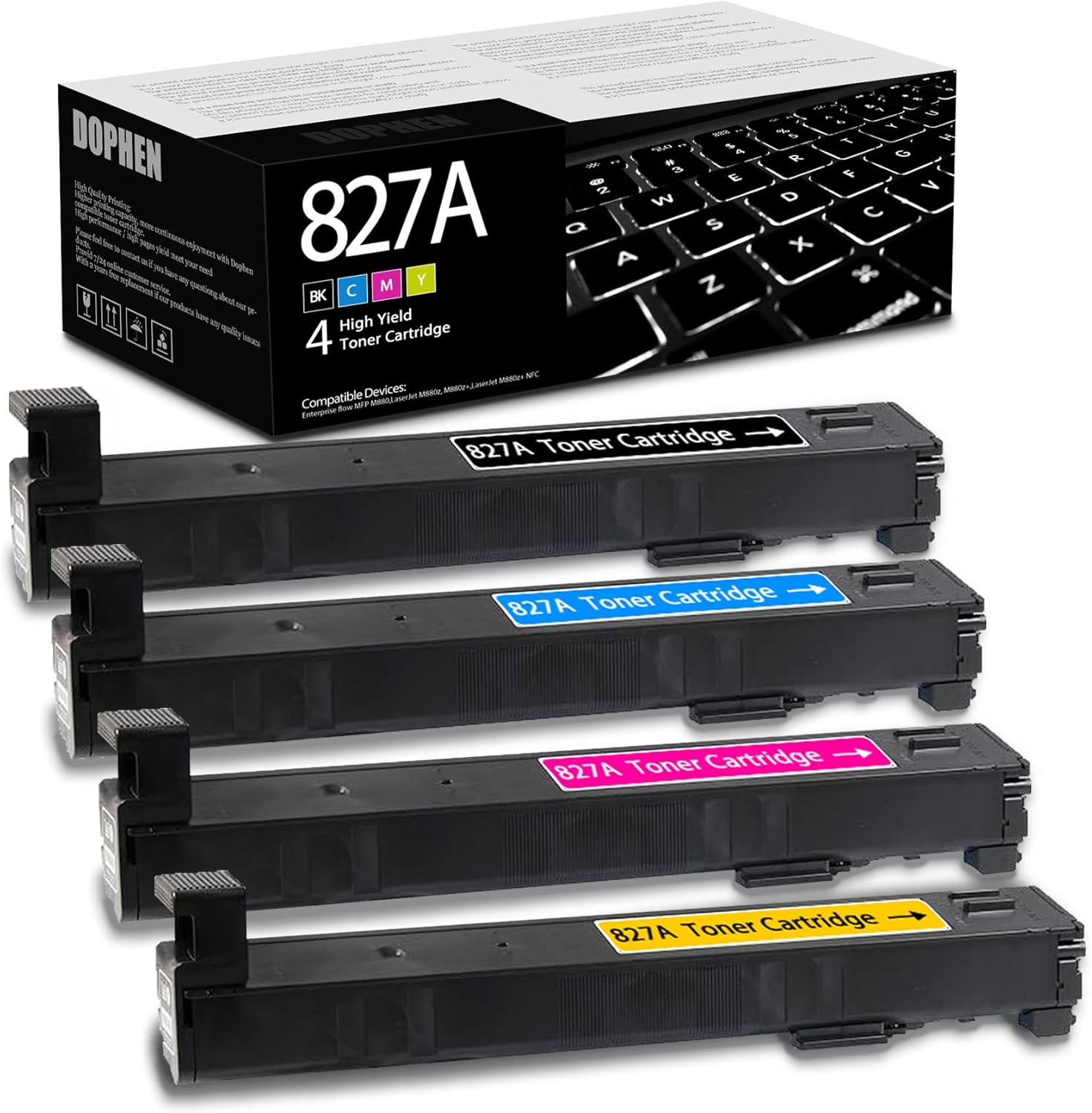 Amazon.com: 827A Toner Cartridges (4 Pack, Black/Cyan/Magenta/Yellow): Compatible 827A CF300A ...